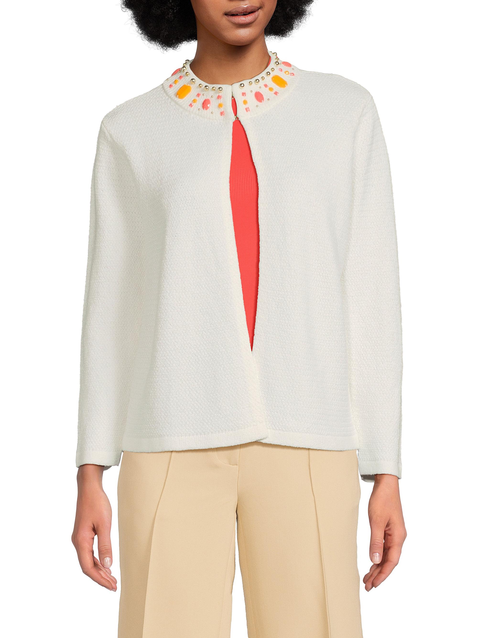 Click here for Karl Lagerfeld Paris Womens Embellished Collar Kni... prices