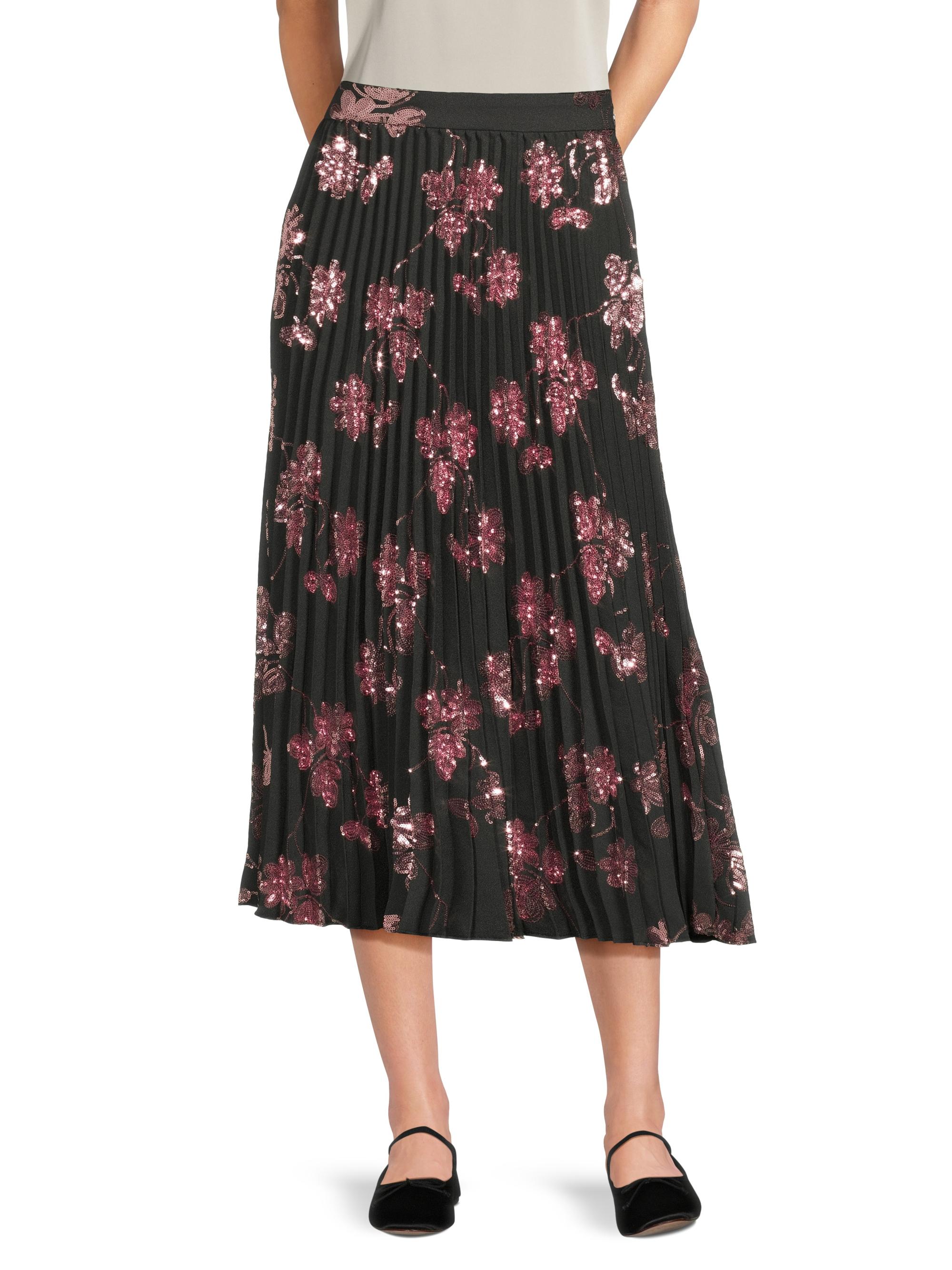 Click here for Milly Womens Rayla Sequin Pleated Midi-Skirt - Dar... prices