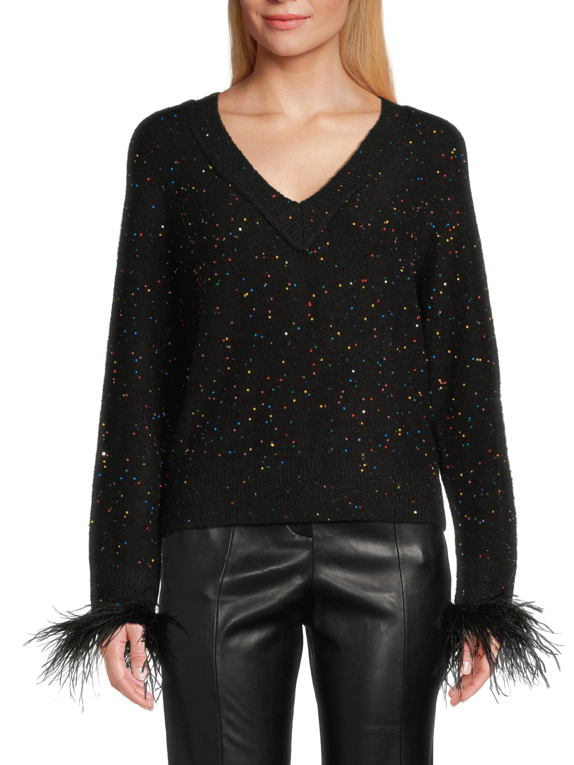 Click here for Milly Womens Feather-Trim Sequin-Embellished Sweat... prices