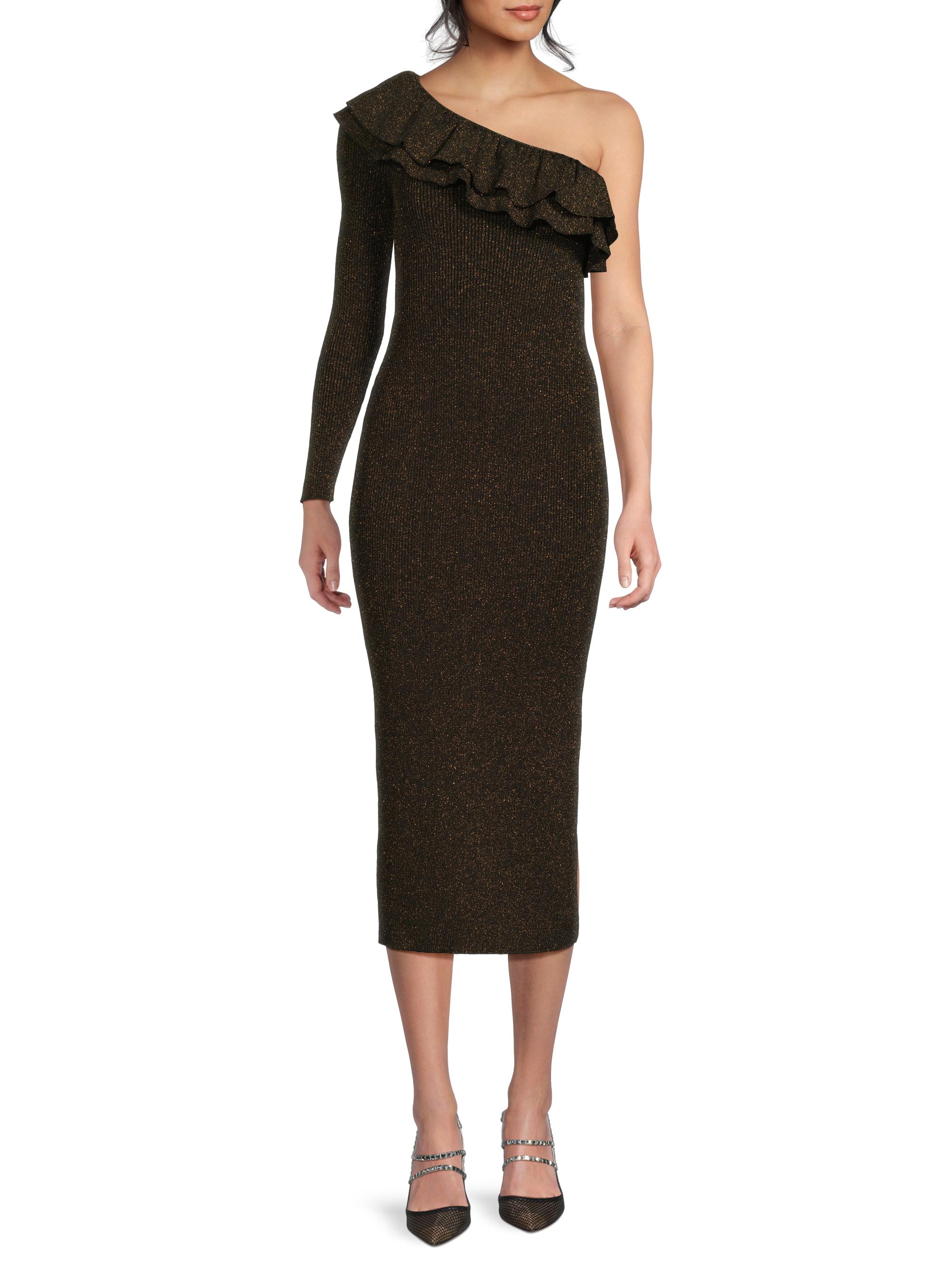 Click here for Milly Womens Kelly One-Shoulder Metallic Knit Midi... prices