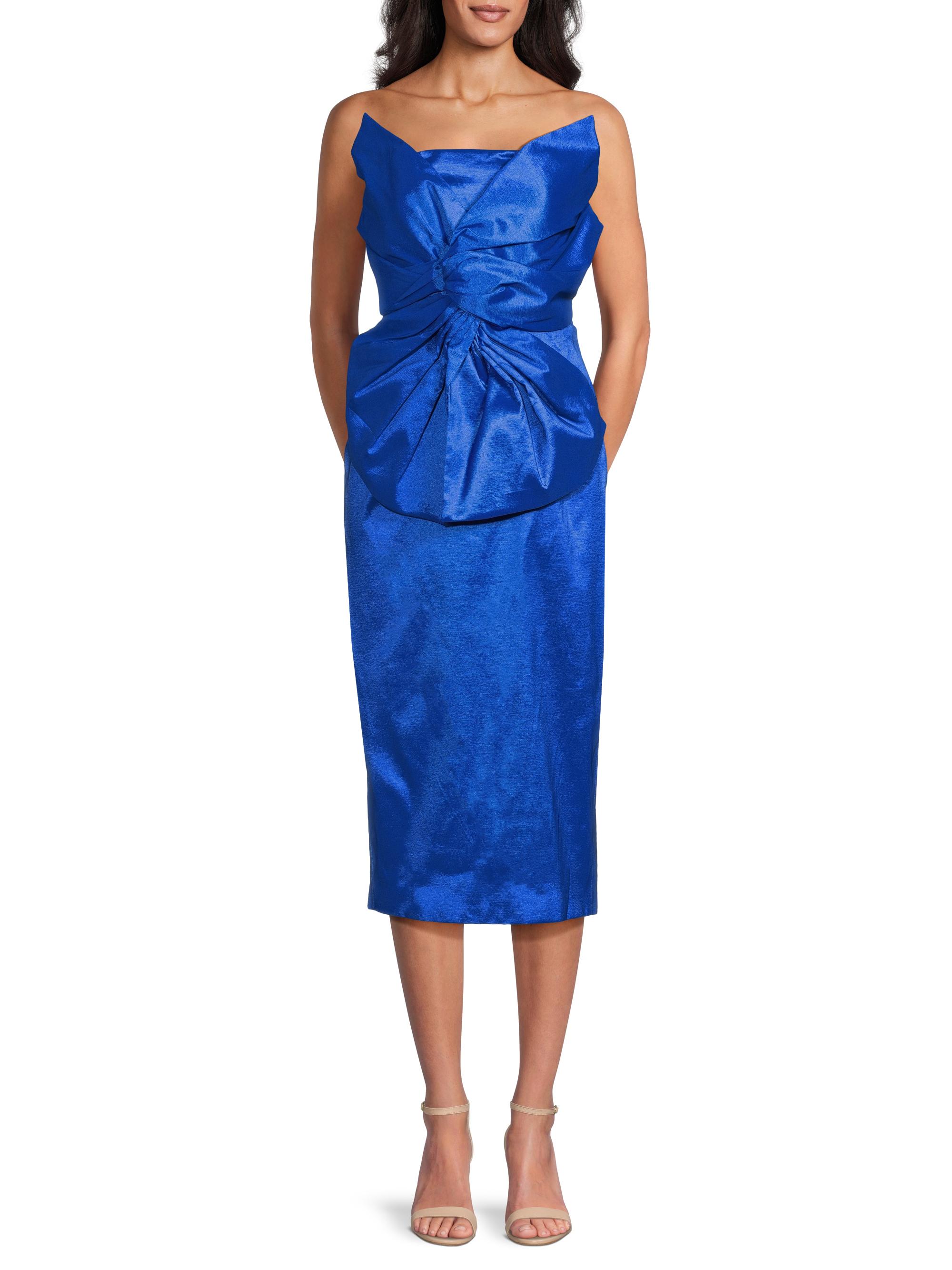 Click here for Milly Womens Harlow Bow Taffeta Midi-Dress - Blue... prices