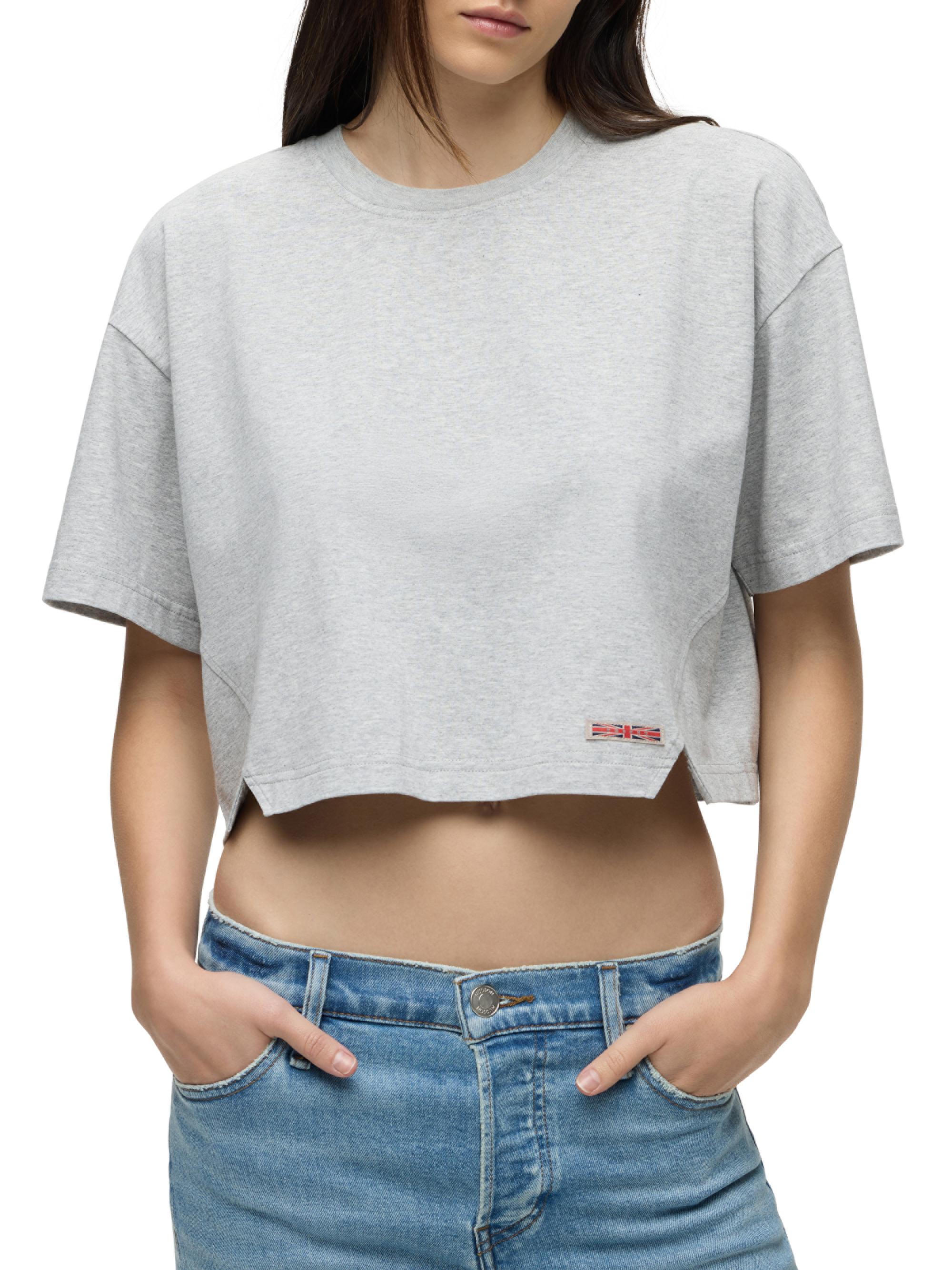 Click here for Hudson Jeans Womens Logo Cropped T-Shirt - Heather... prices