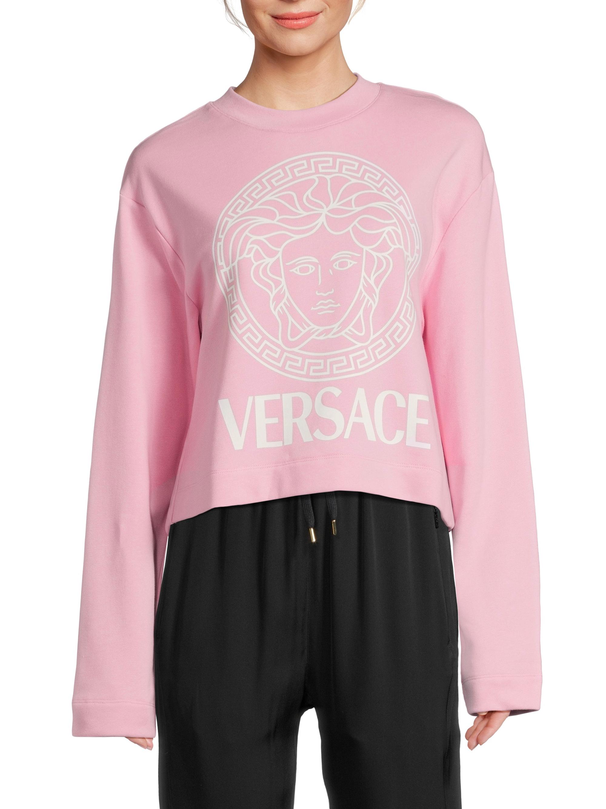 Click here for Versace Womens Medusa Logo Cotton Sweatshirt - Pin... prices