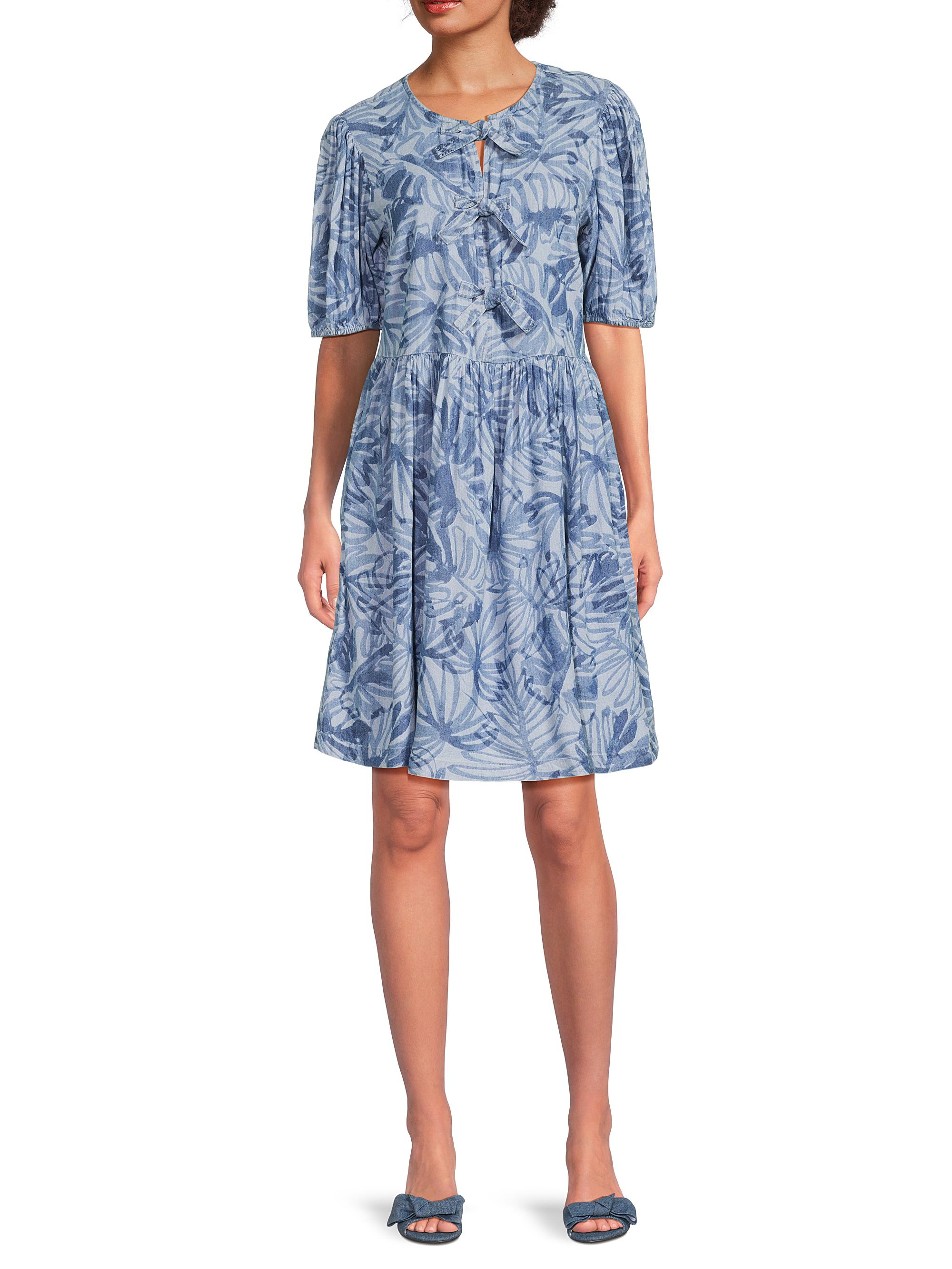 Click here for Nautica Womens Leaf Print Puff-Sleeve Minidress -... prices