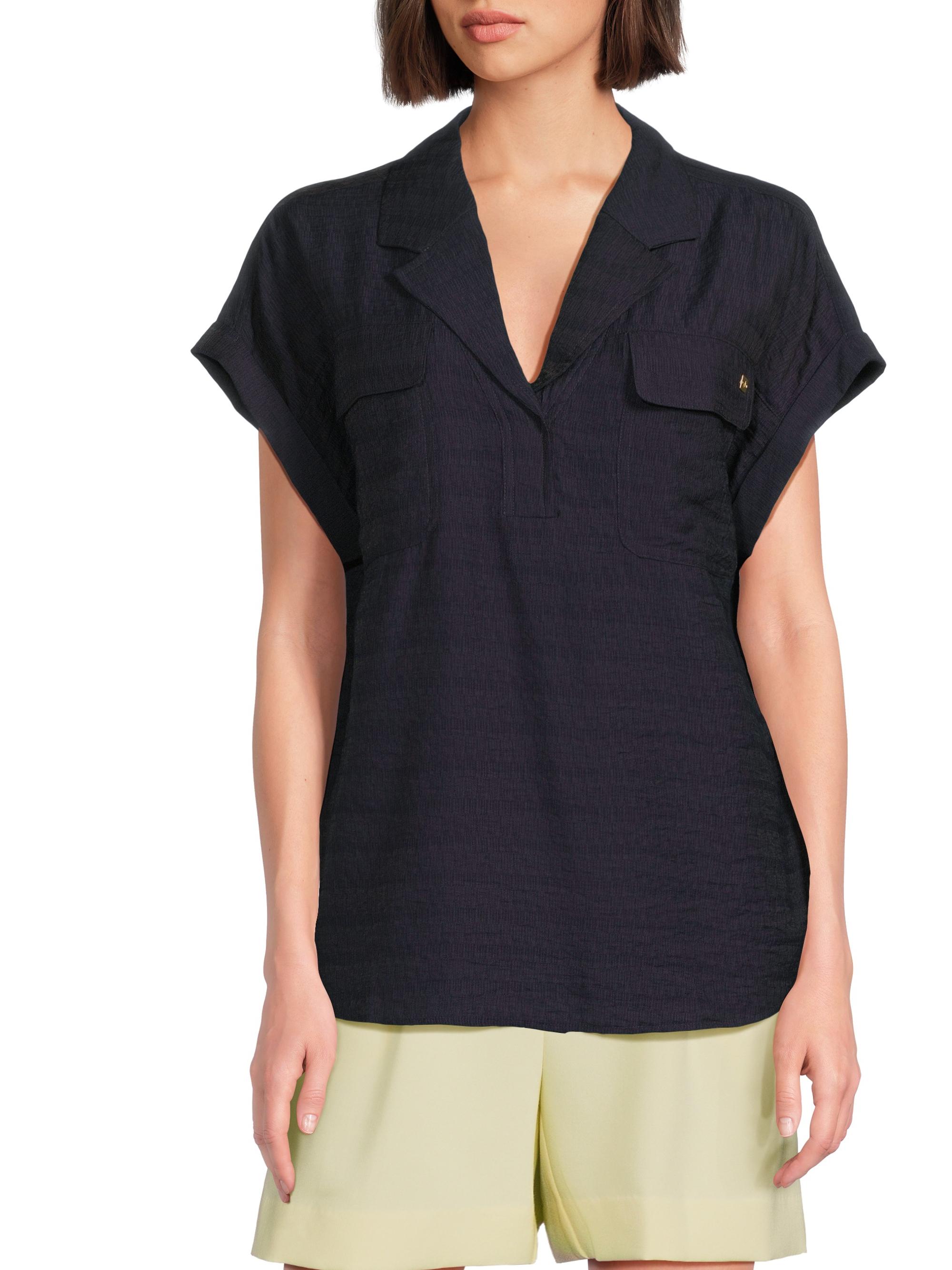 Click here for Nautica Womens Crinkled Camp Pocket V-Neck Blouse... prices