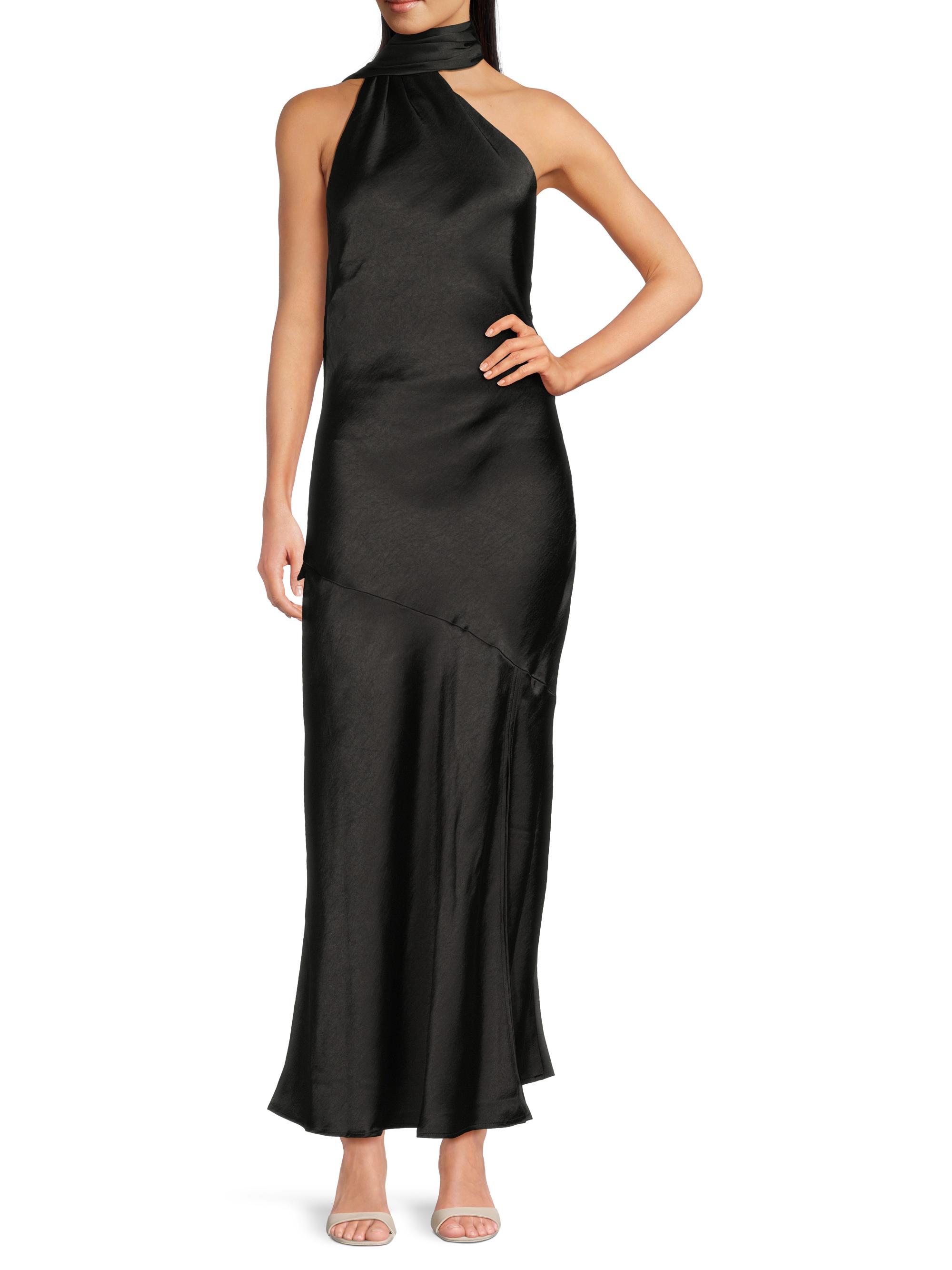 Click here for Bebe Womens Sash Cowlback Satin Maxi Dress - Black... prices