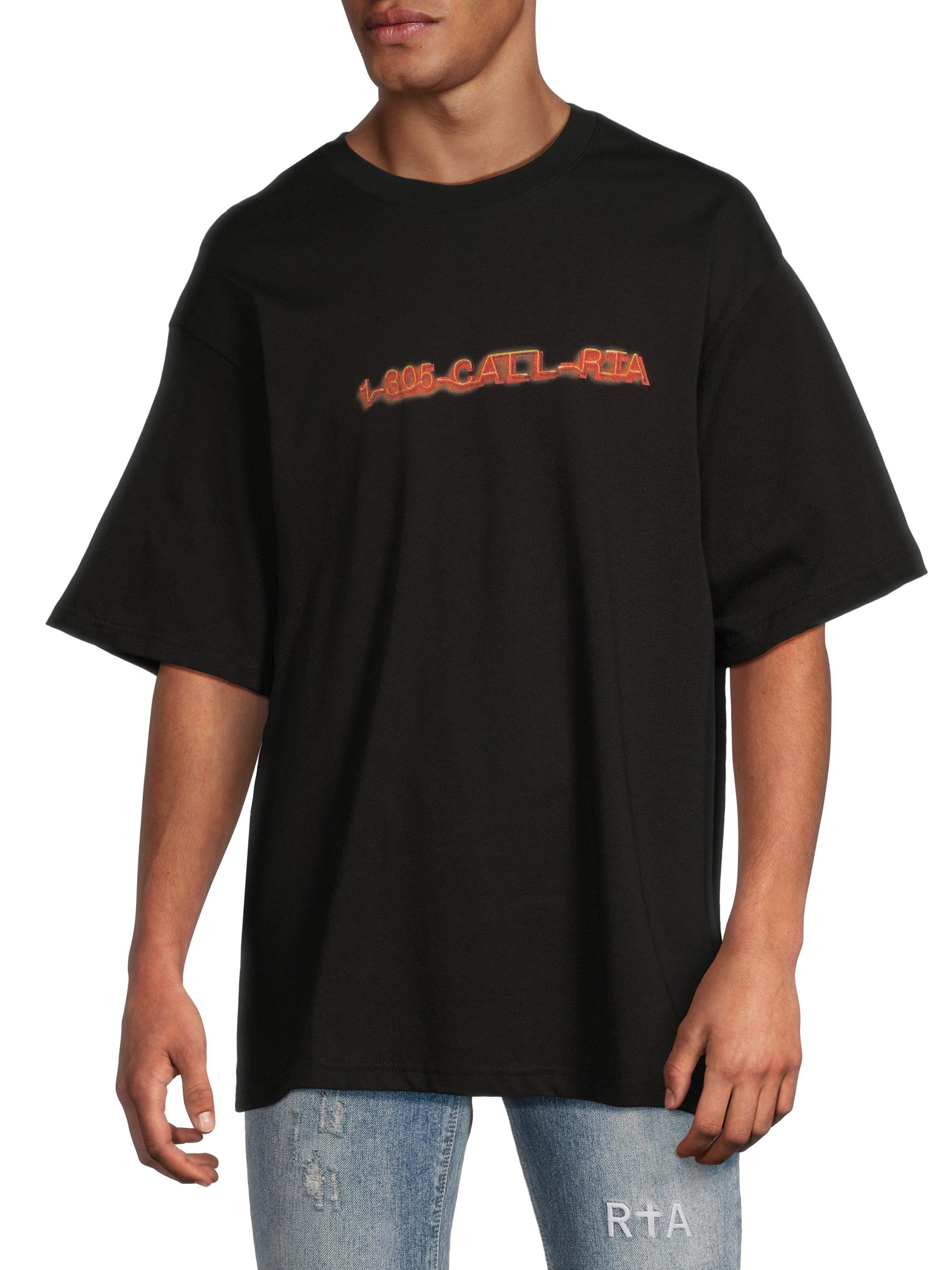 Click here for Rta Mens Drop-Shoulder Cotton T-Shirt - Black - Si... prices