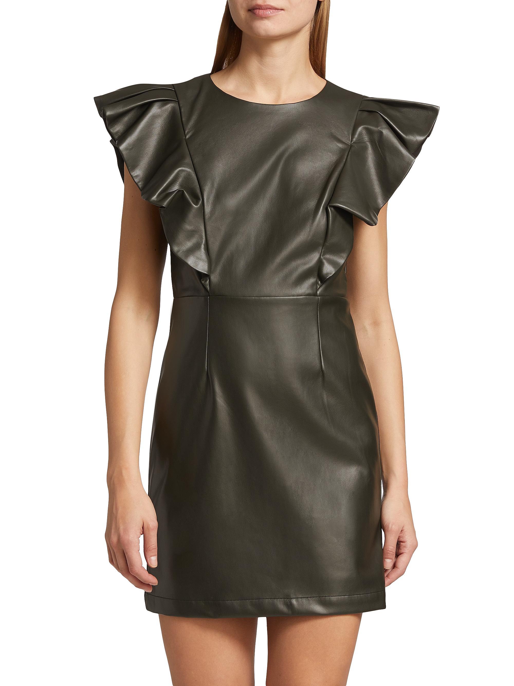 Click here for En Saison Womens Layne Faux Leather Minidress - Ol... prices
