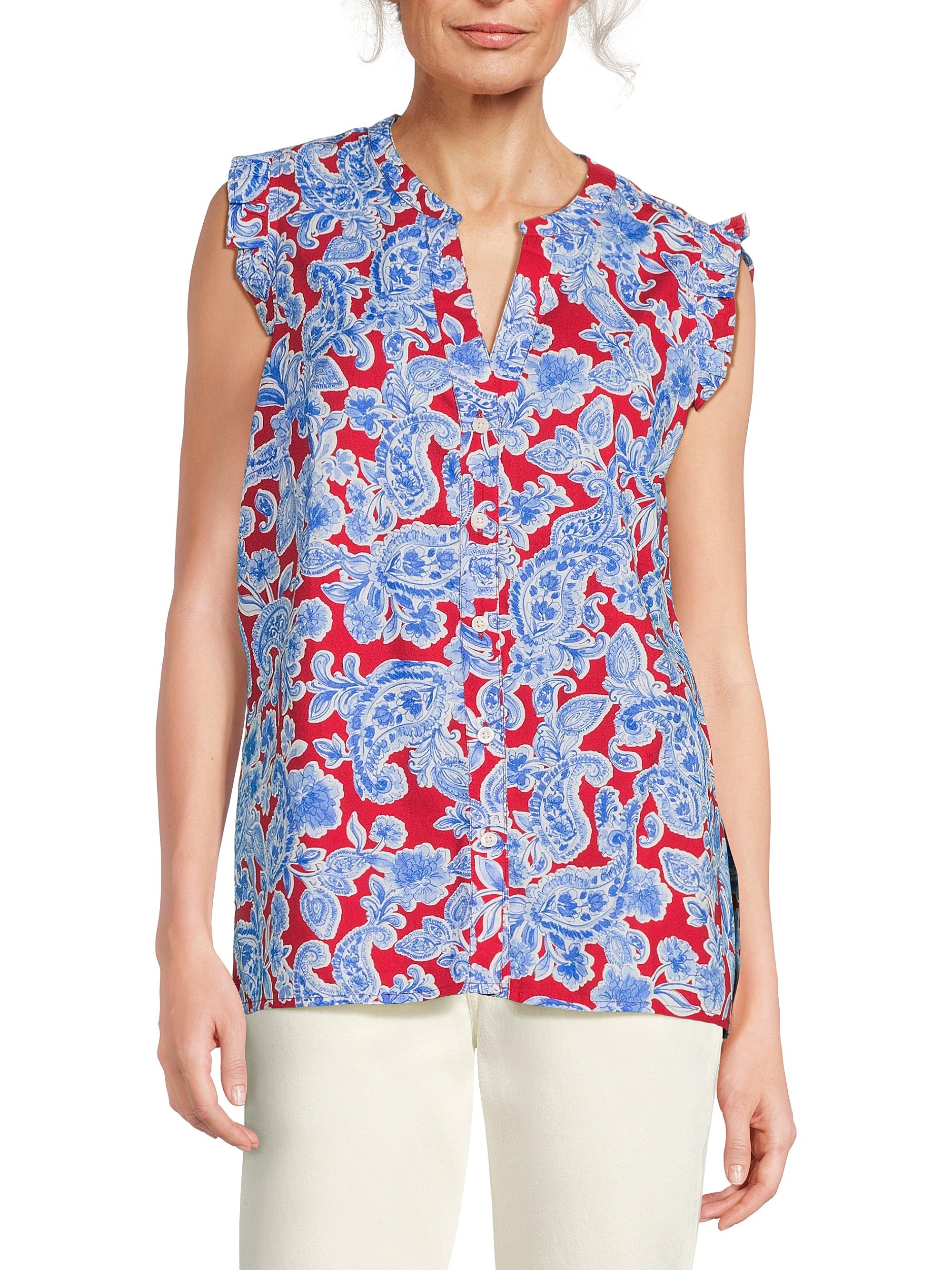 Click here for Tommy Hilfiger Womens Olymp Paisley Cotton Shirt -... prices