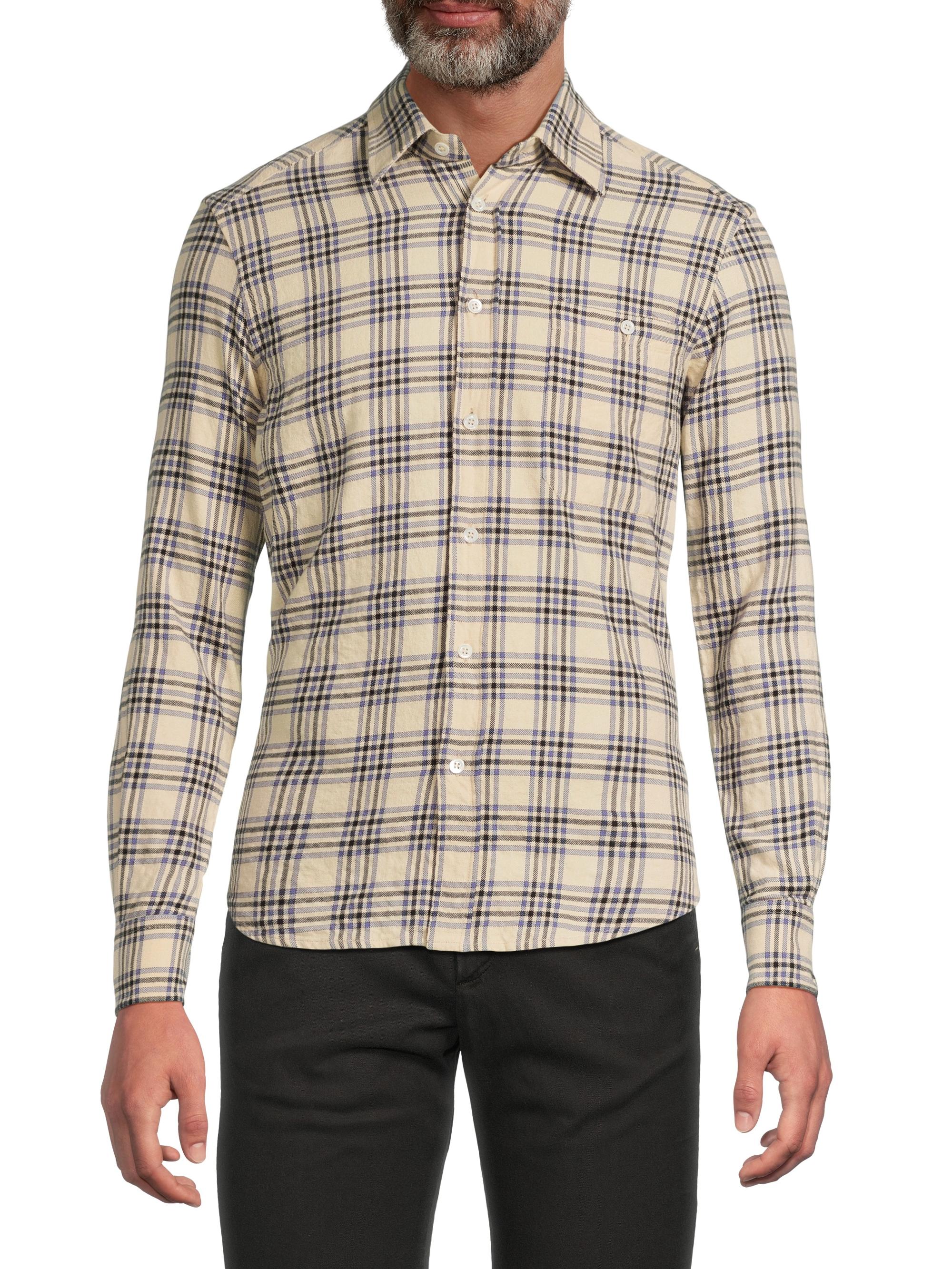 Click here for Barena Mens Faziol Plaid Stretch Cotton Shirt - Be... prices