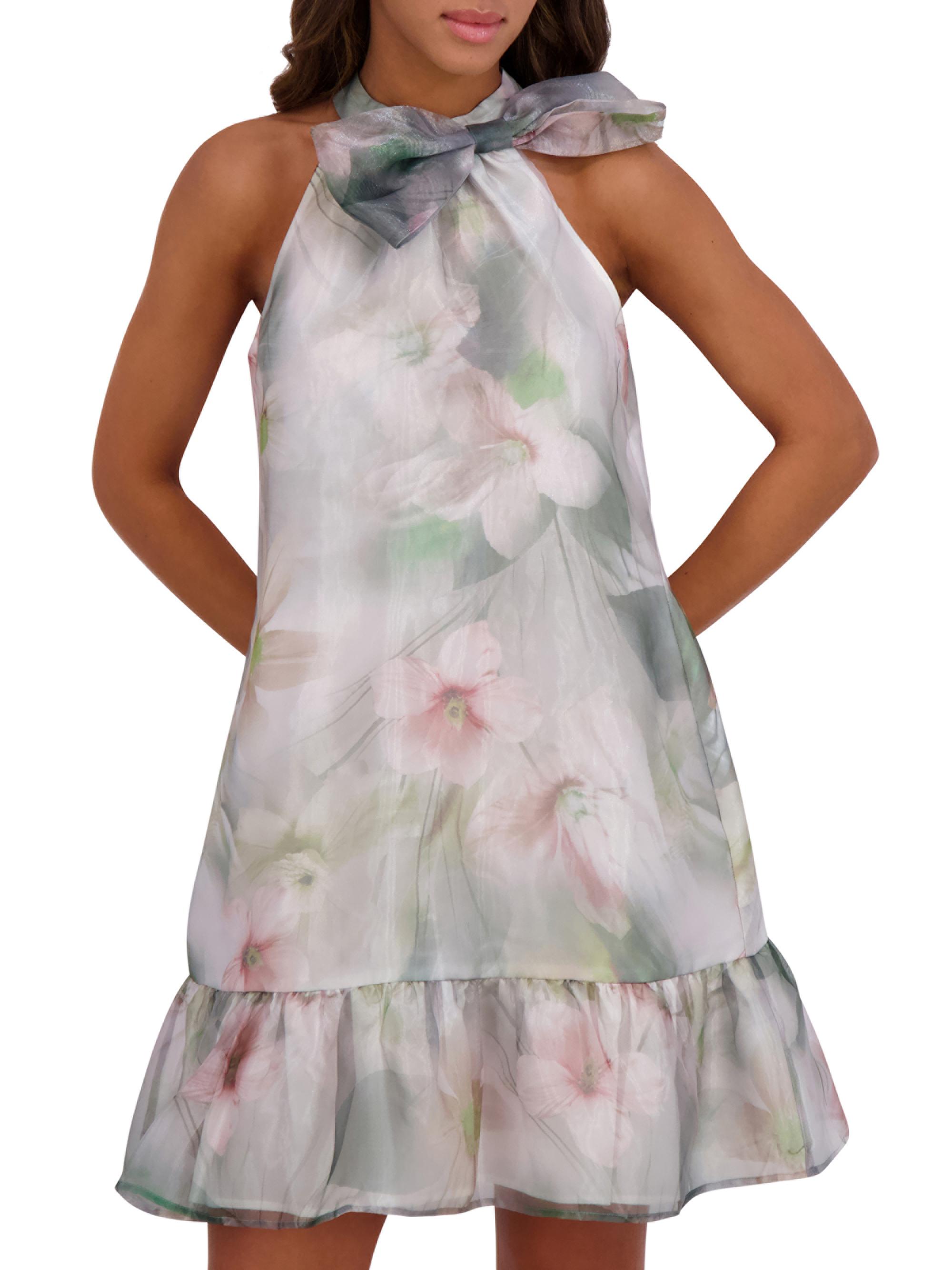 Click here for Kensie Womens Floral Organza A-Line Minidress - Wh... prices