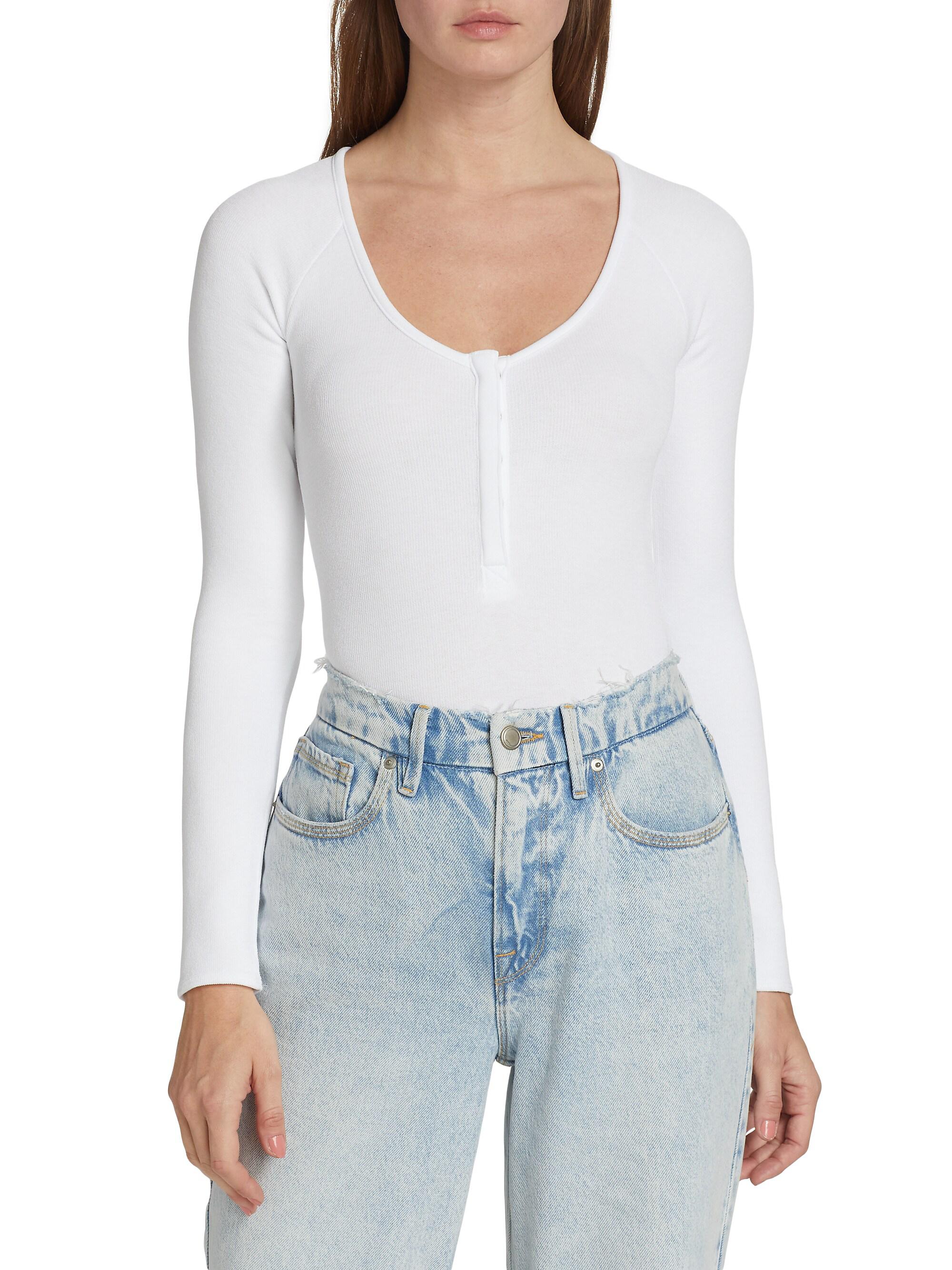 Click here for Good American Womens The Feel Good Henley Bodysuit... prices