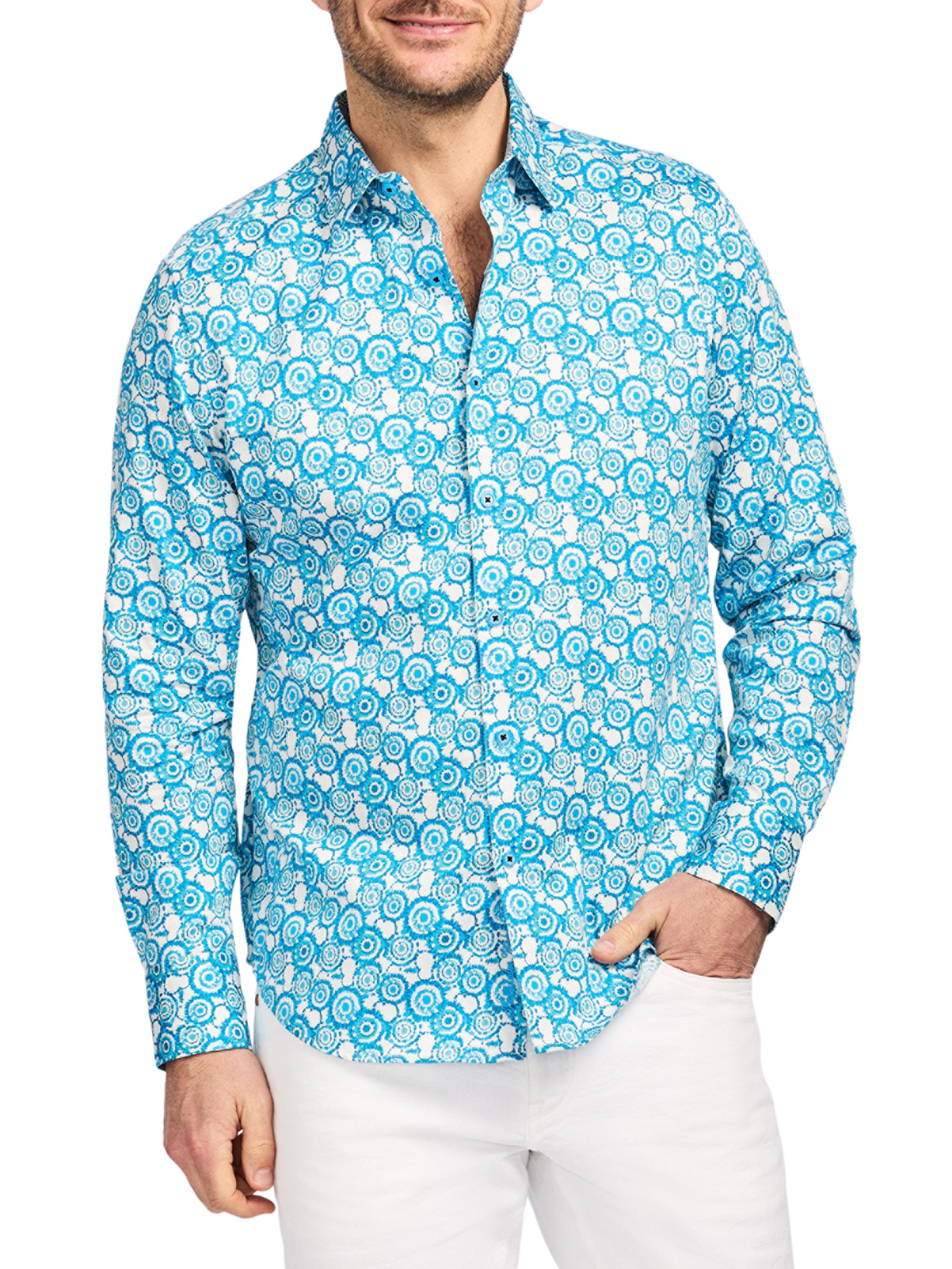 Click here for Robert Graham Mens Cantley Circle-Print Cotton Shi... prices