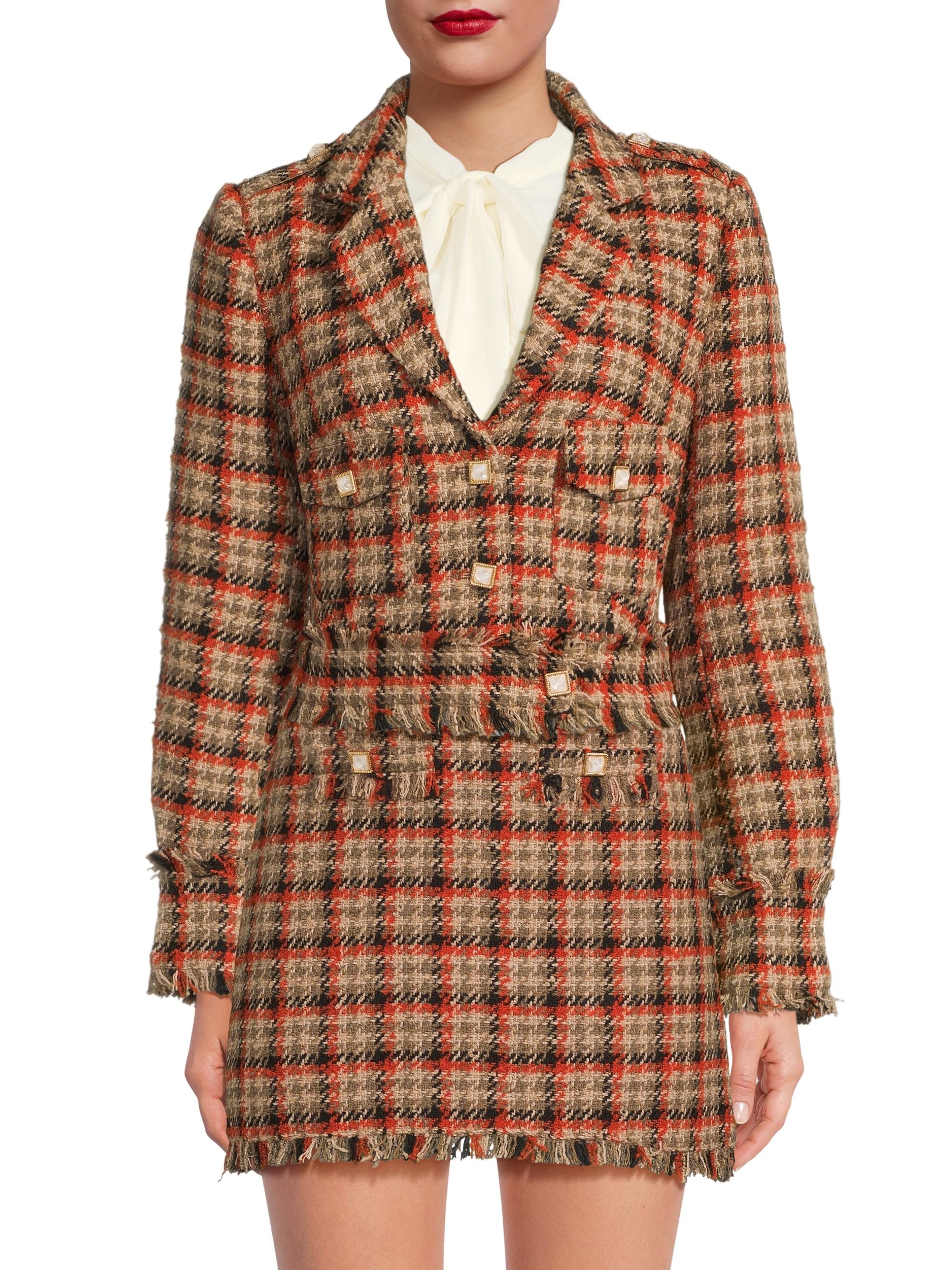 Click here for Walter Baker Womens Plaid Wool-Blend Cropped Jacke... prices