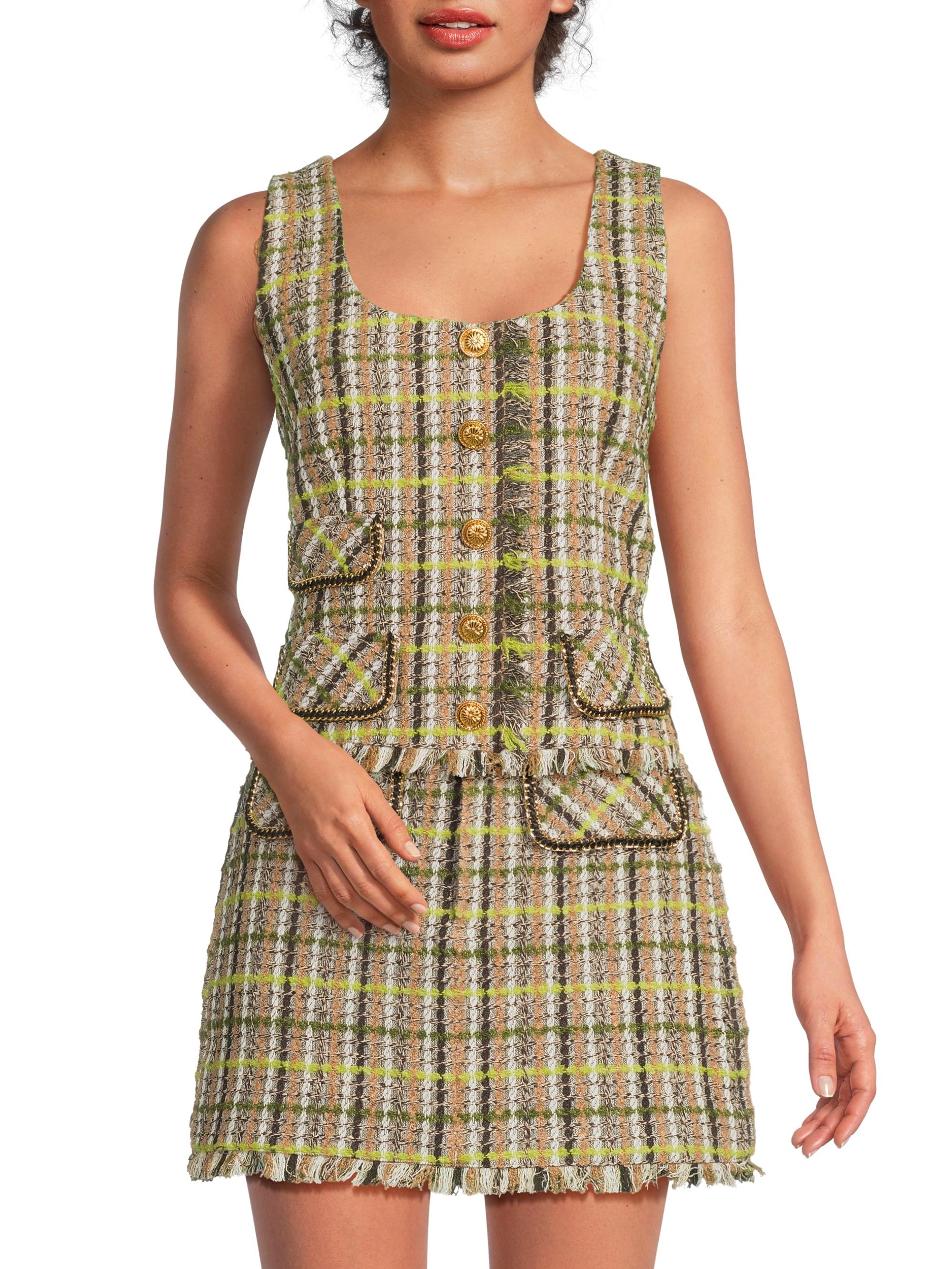 Click here for Walter Baker Womens Maria Plaid Button-Front Tweed... prices