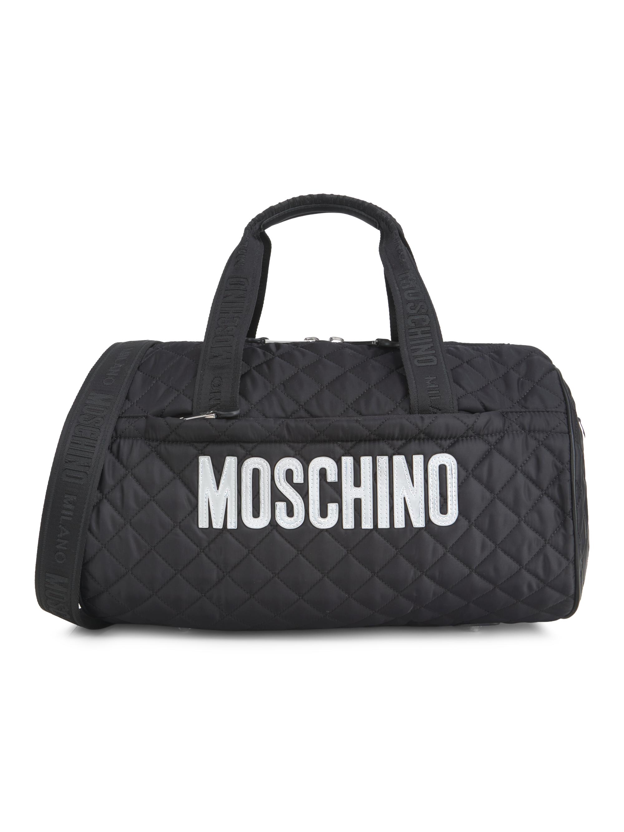 Click here for Moschino Womens Logo Duffel Bag - Black prices