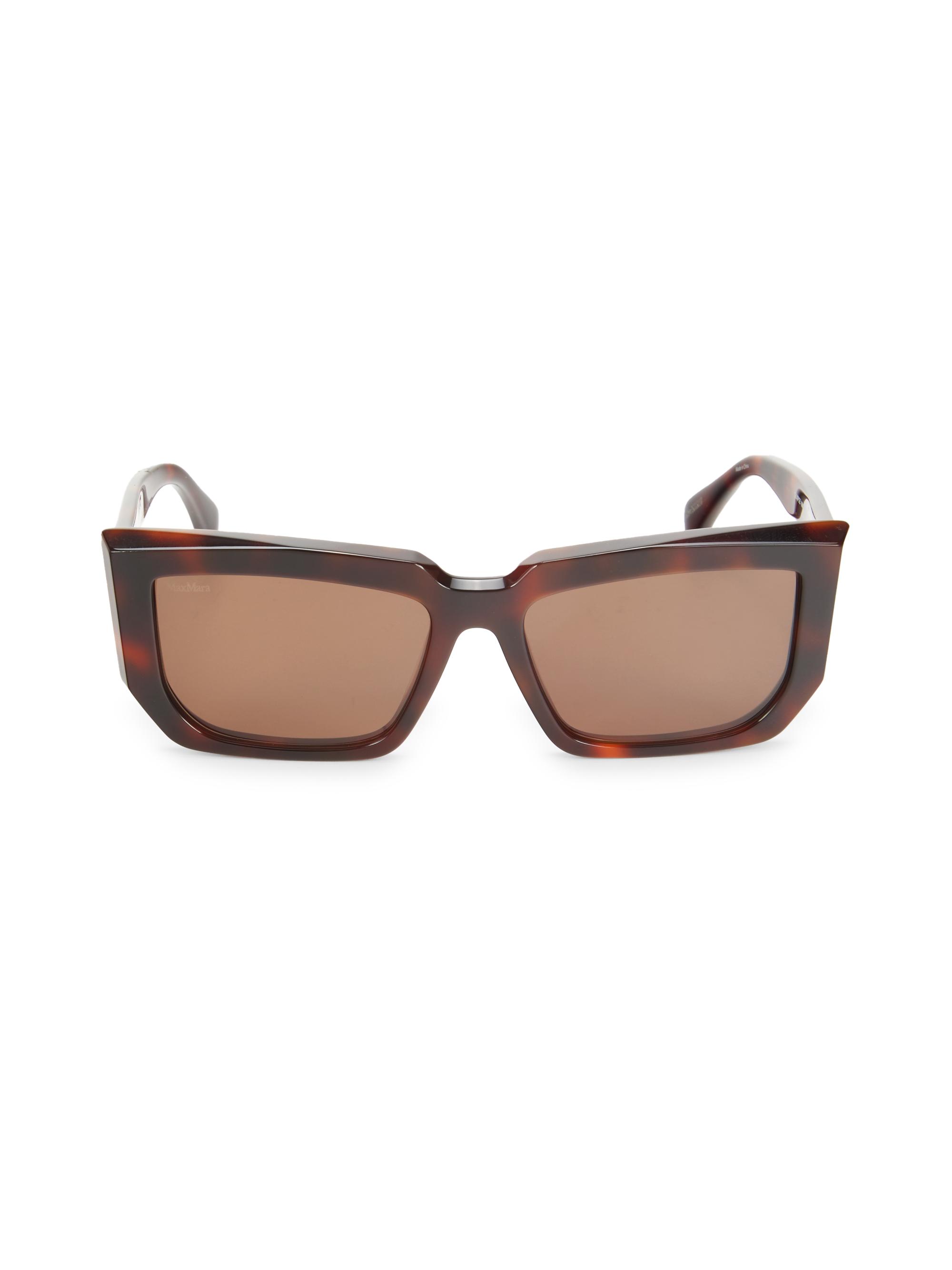 Max Mara Womens 54MM Rectangular Sunglasses - Dark Havana