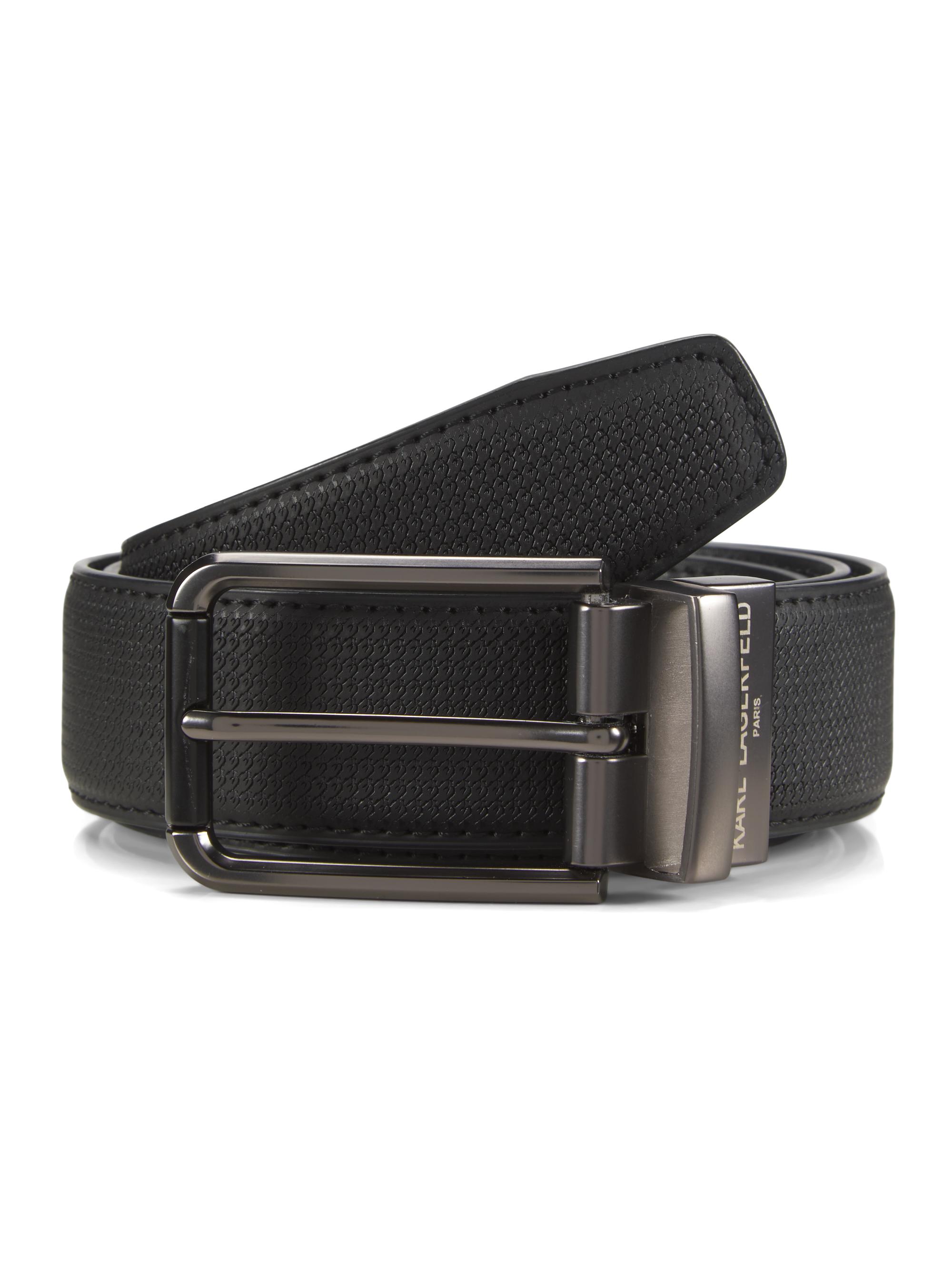 Click here for Karl Lagerfeld Paris Mens Textured Logo Leather Be... prices