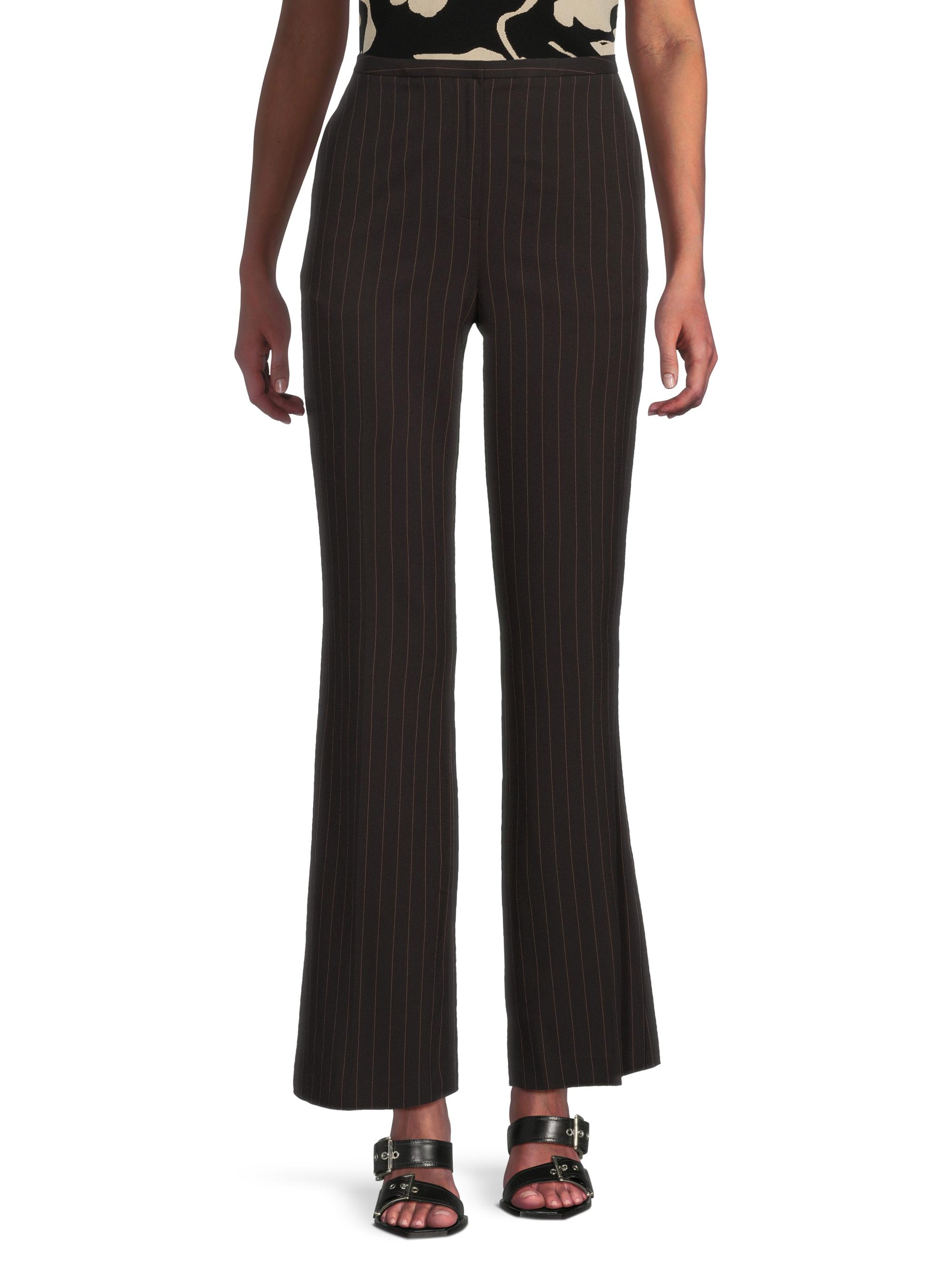 Click here for Dkny Womens Pinstriped Flared Pants - Black Whiske... prices