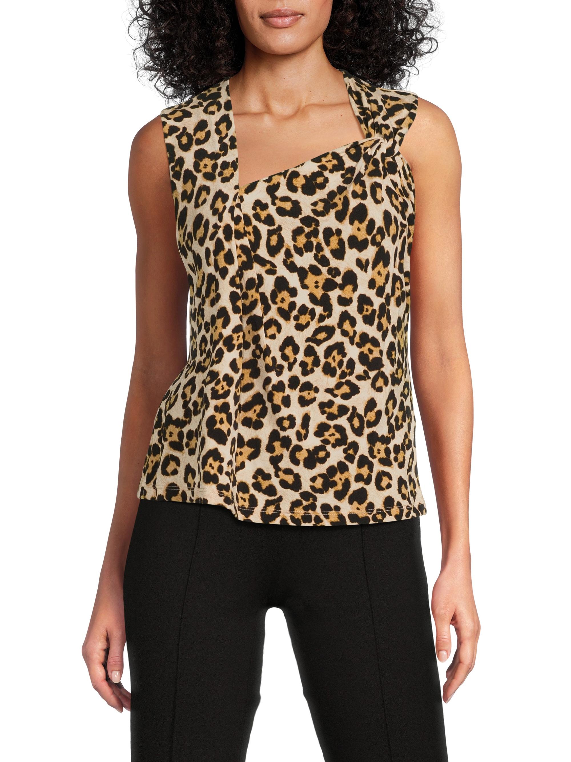 Click here for Dkny Womens Asymmetrical Leopard-Print Top - Leopa... prices