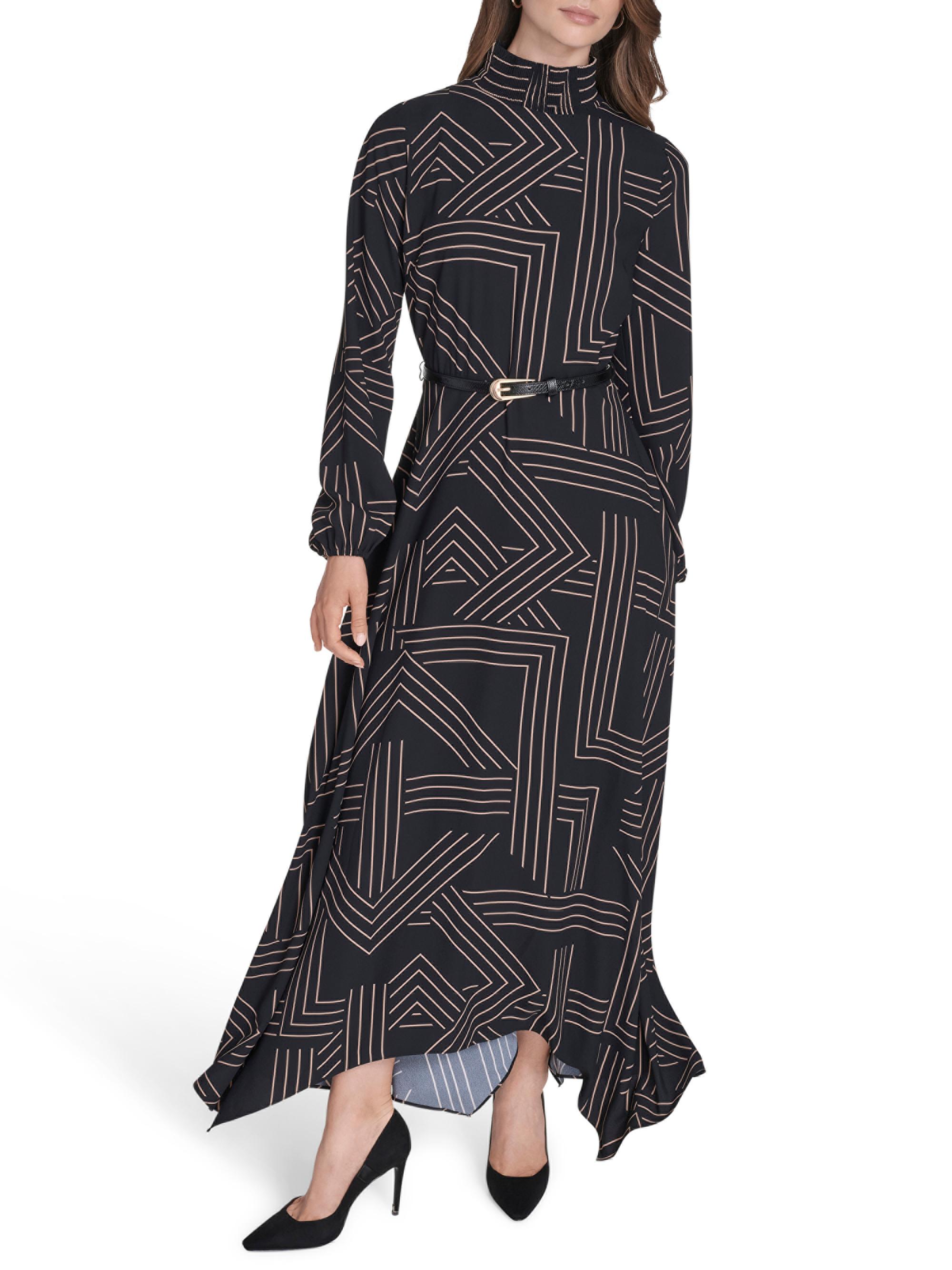 Click here for Halston Womens Geometric Print Maxi Dress - Black... prices