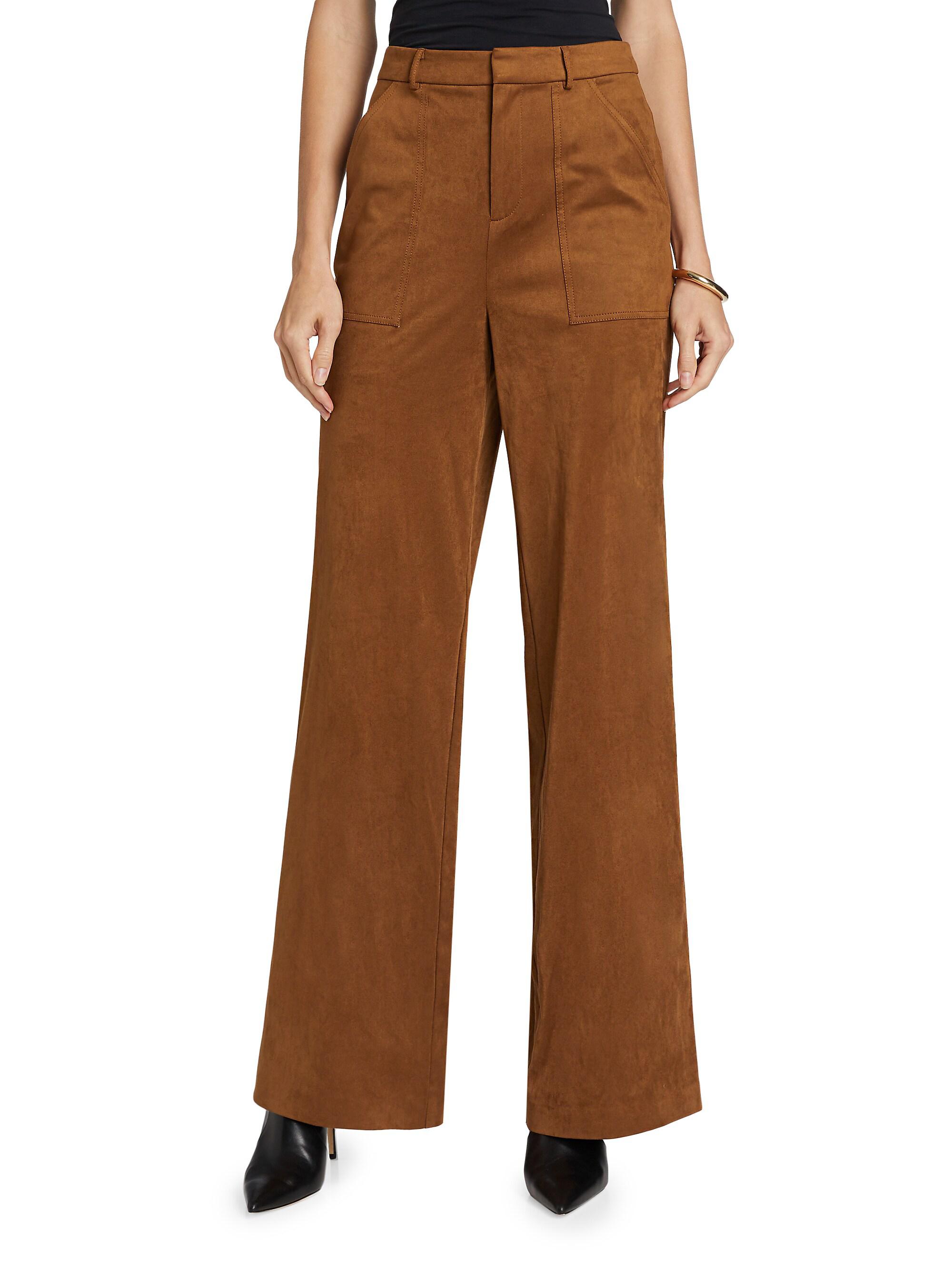 Click here for Ramy Brook Womens Edwina Faux-Suede Wide-Leg Pants... prices