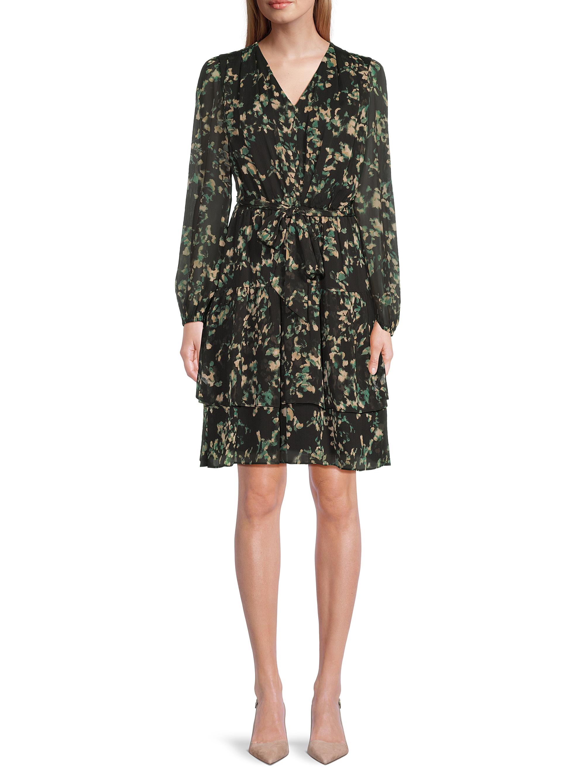 Click here for Dkny Womens Floral Chiffon Ruffle Minidress - Blac... prices
