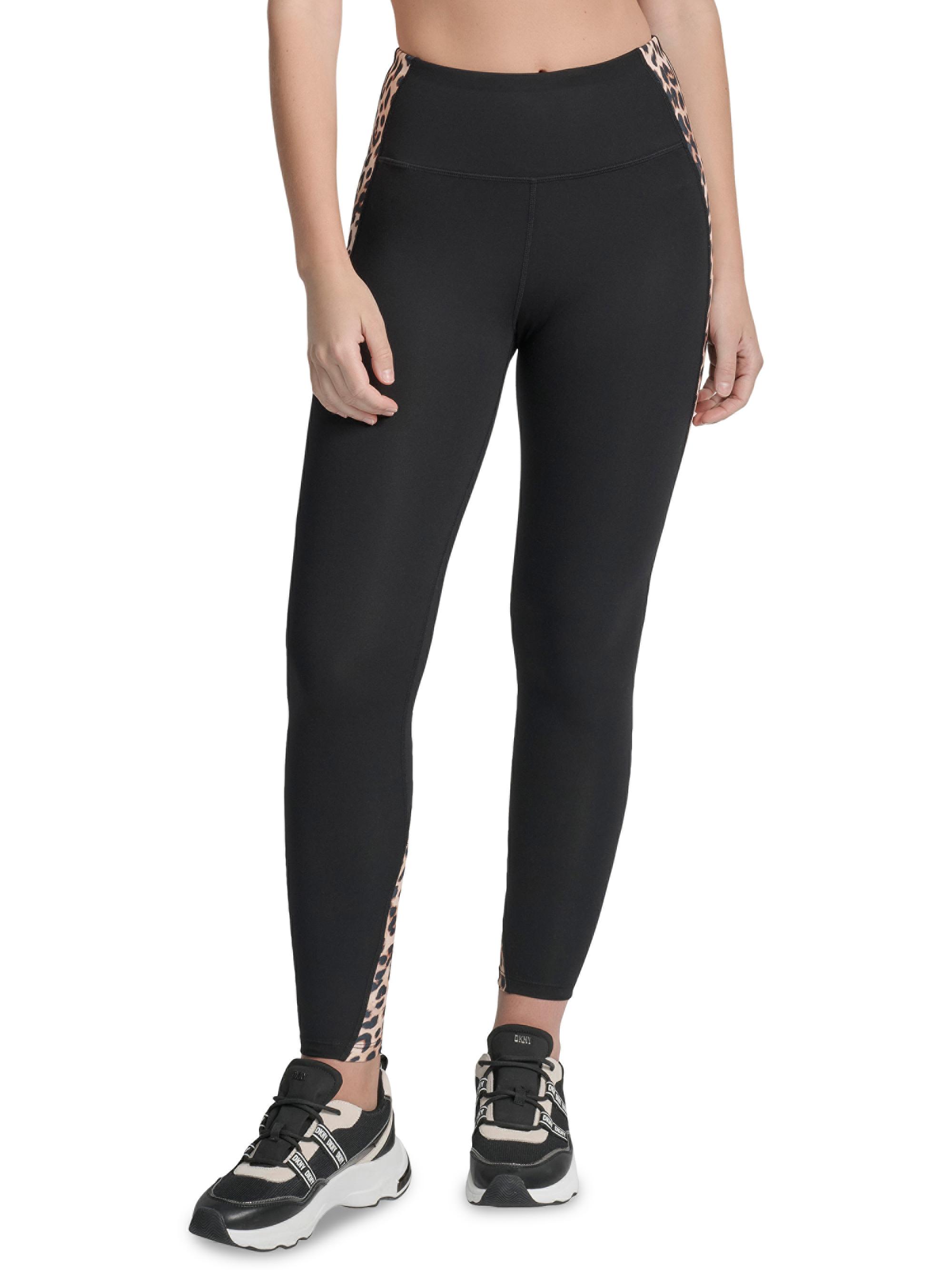 Dkny Womens Color-Block Super High-Waist Compression Leggings - Black/Roar Whiskey
