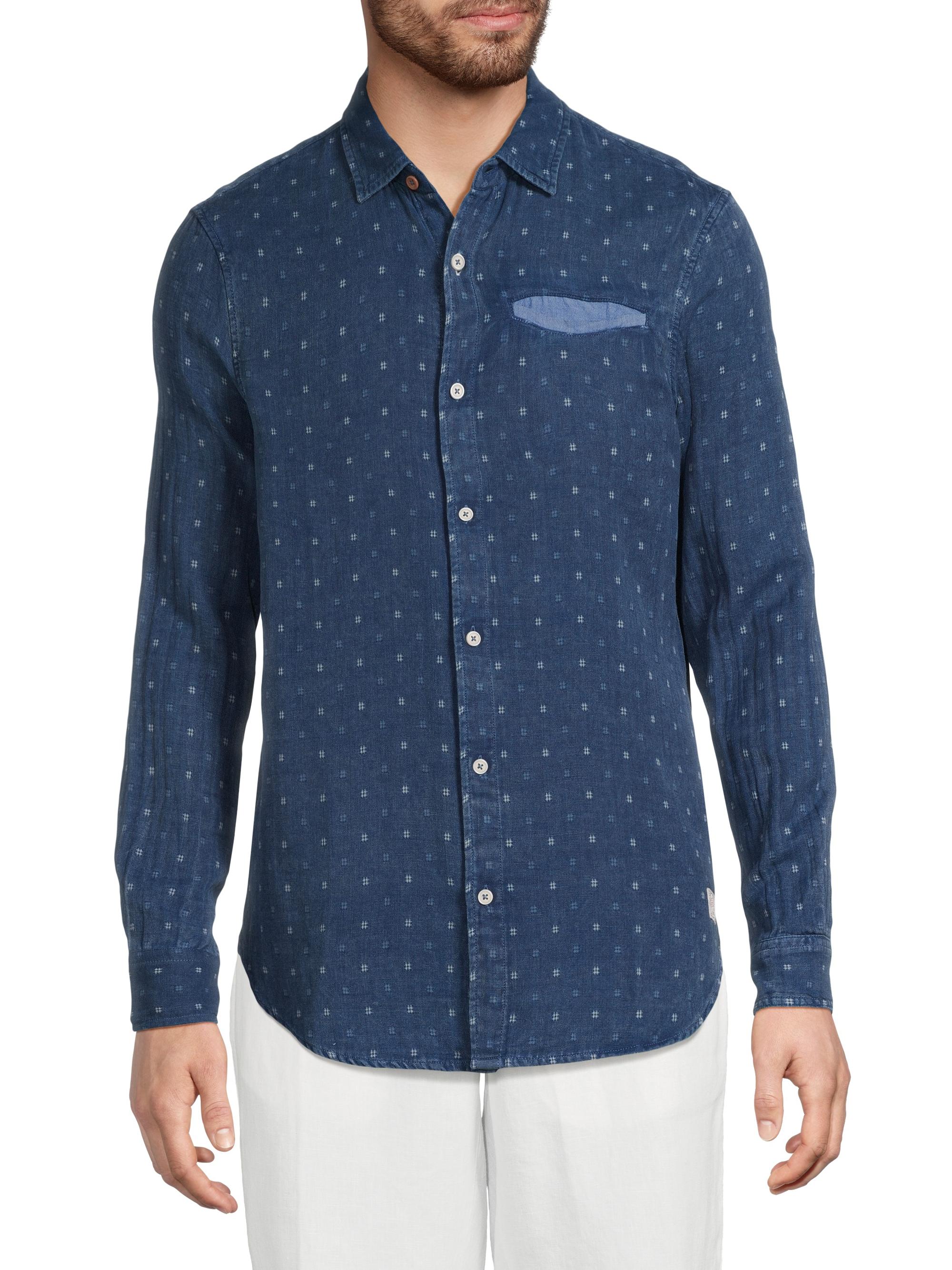 Click here for Scotch & Soda Mens Printed Denim Shirt - Navy Wash... prices