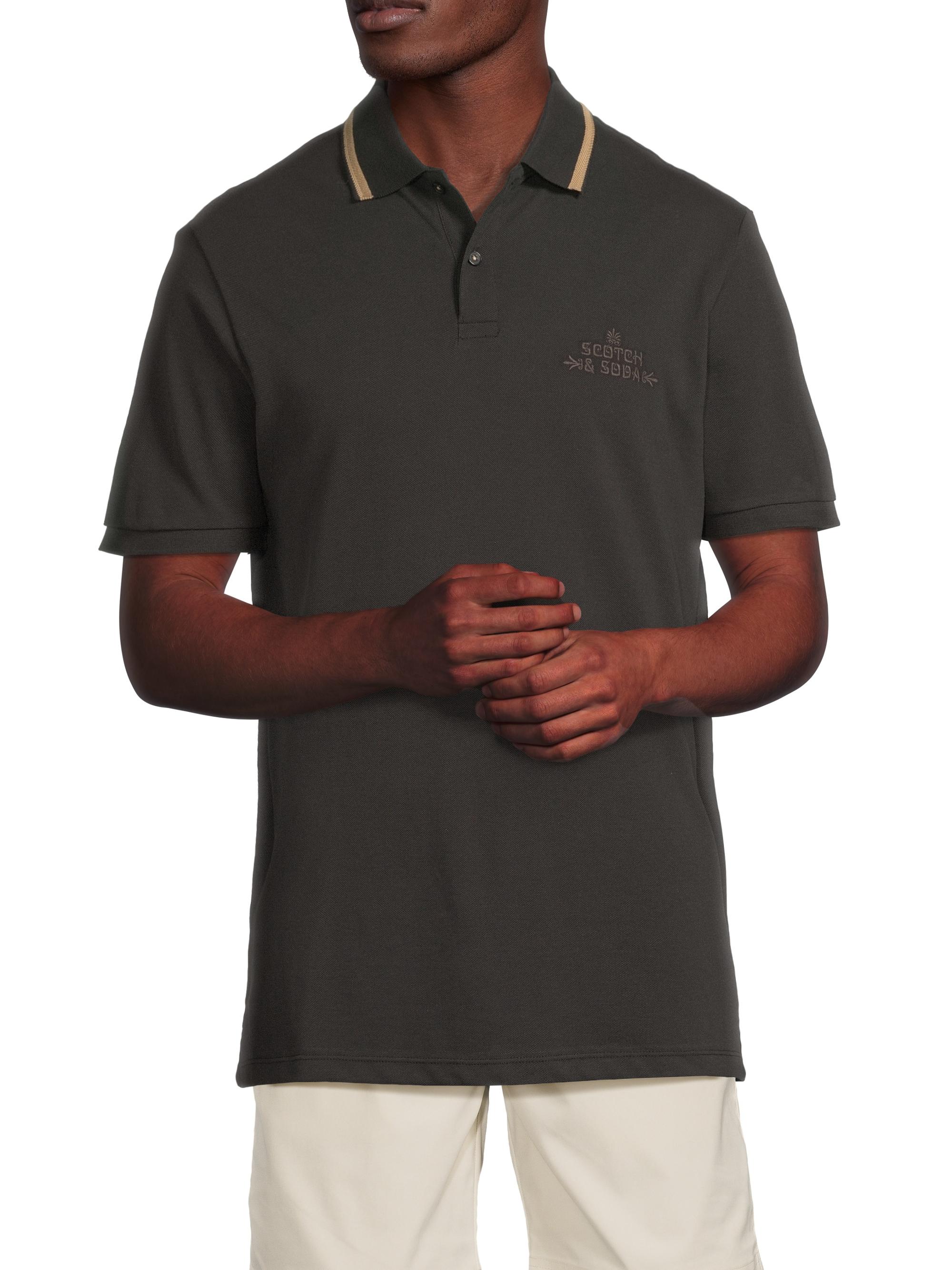 Click here for Scotch & Soda Mens Logo Pique Cotton Polo - Black... prices