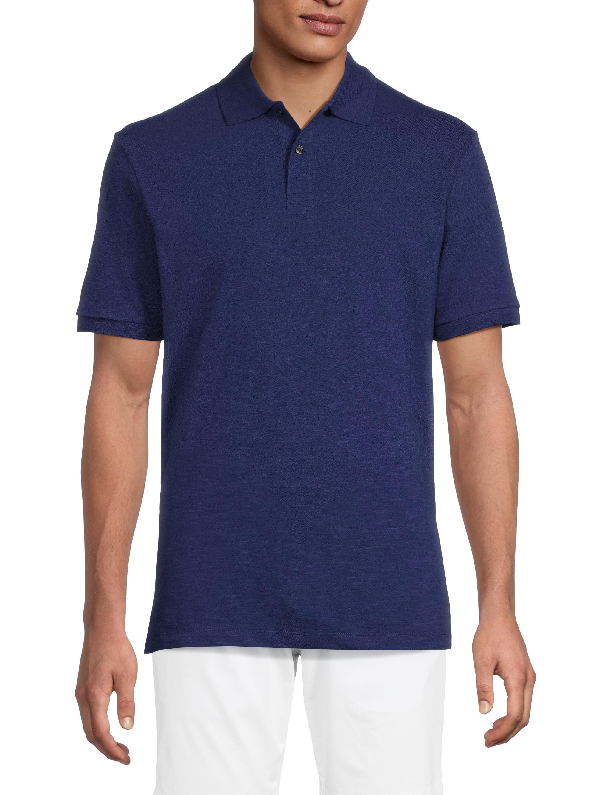Click here for Scotch & Soda Mens Cotton Slub Knit Polo Shirt - N... prices