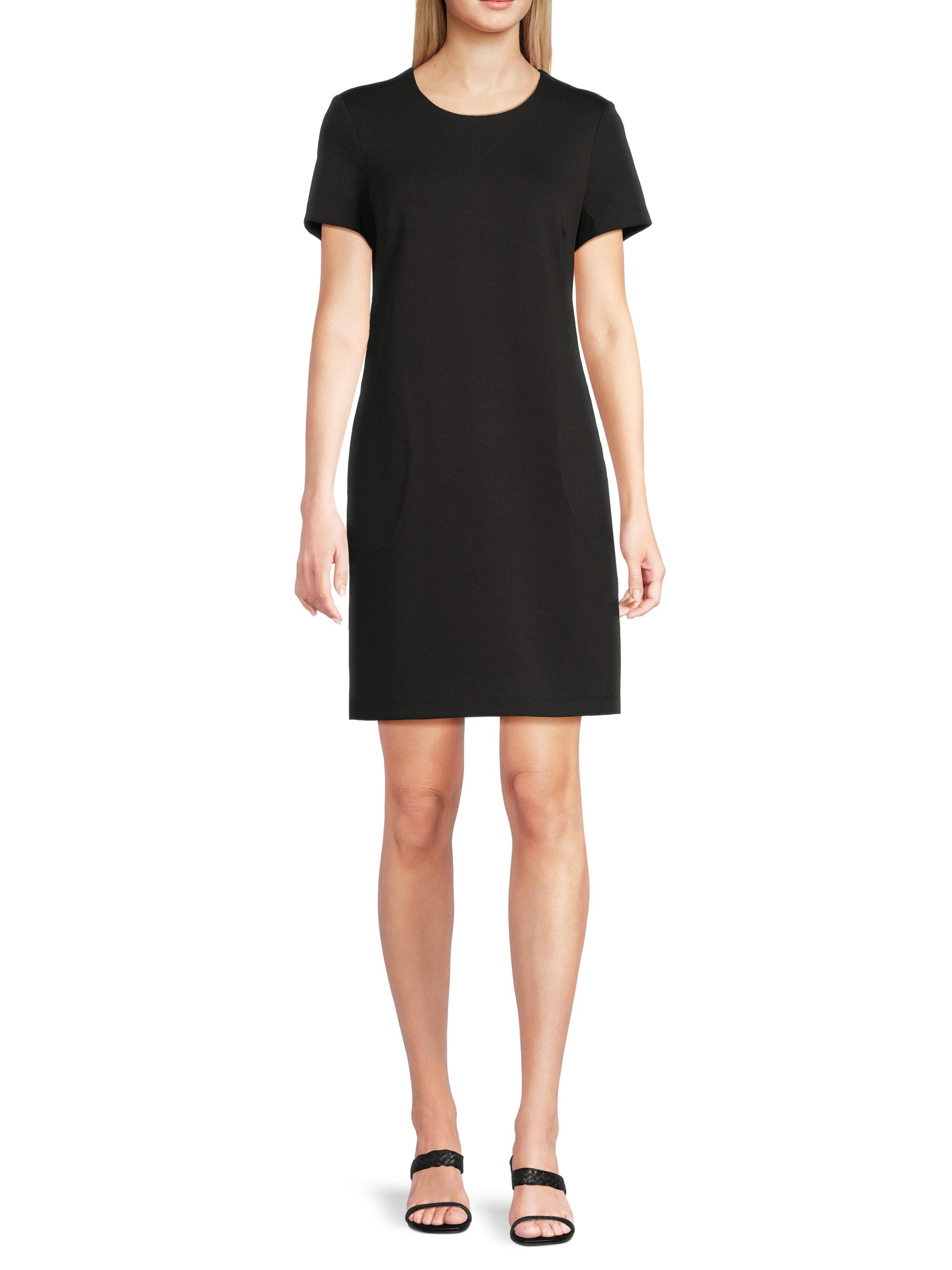 Click here for Calvin Klein Womens Solid Shift Minidress - Black... prices