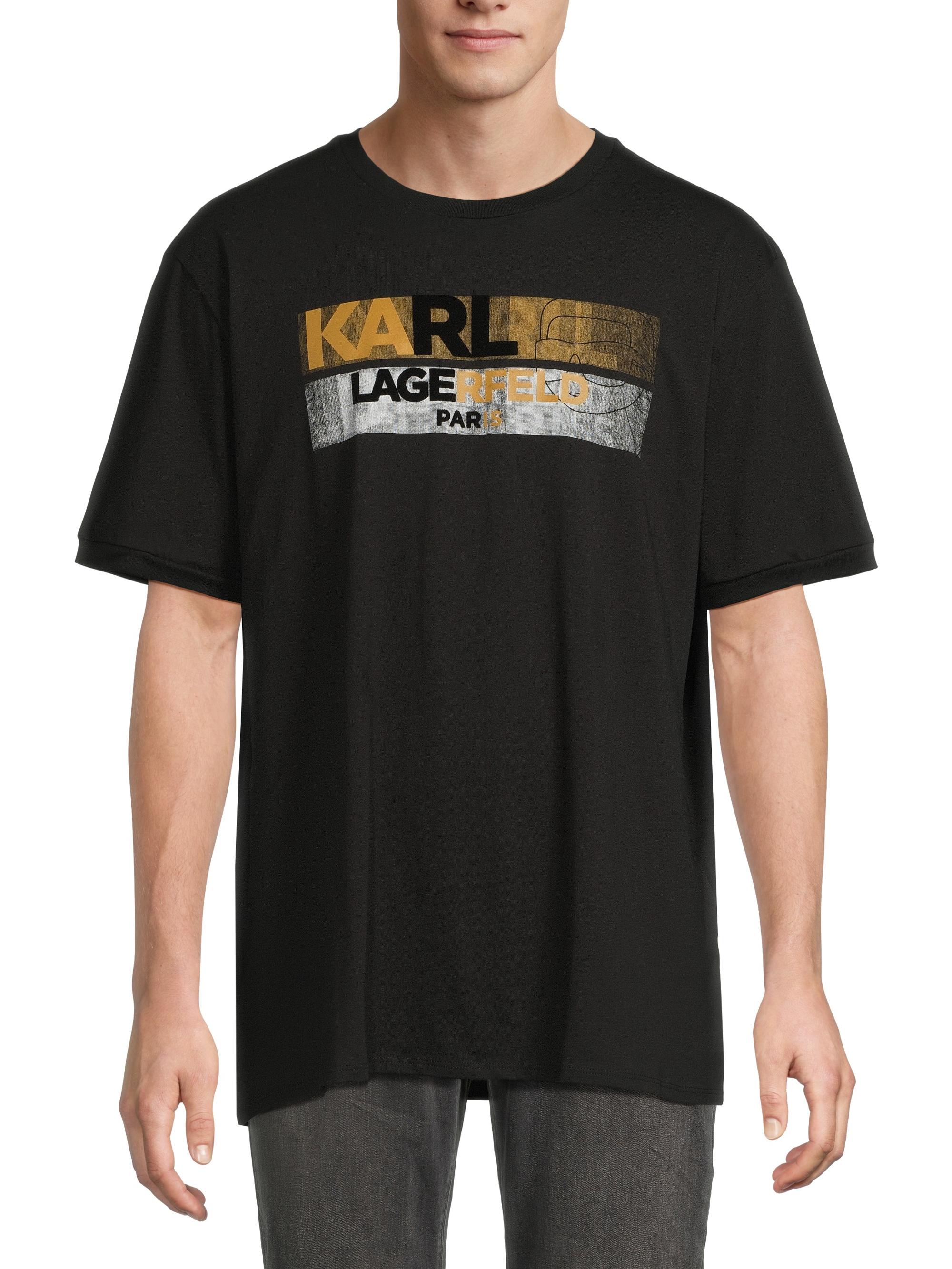 Click here for Karl Lagerfeld Paris Mens Logo Cotton T-Shirt - Bl... prices