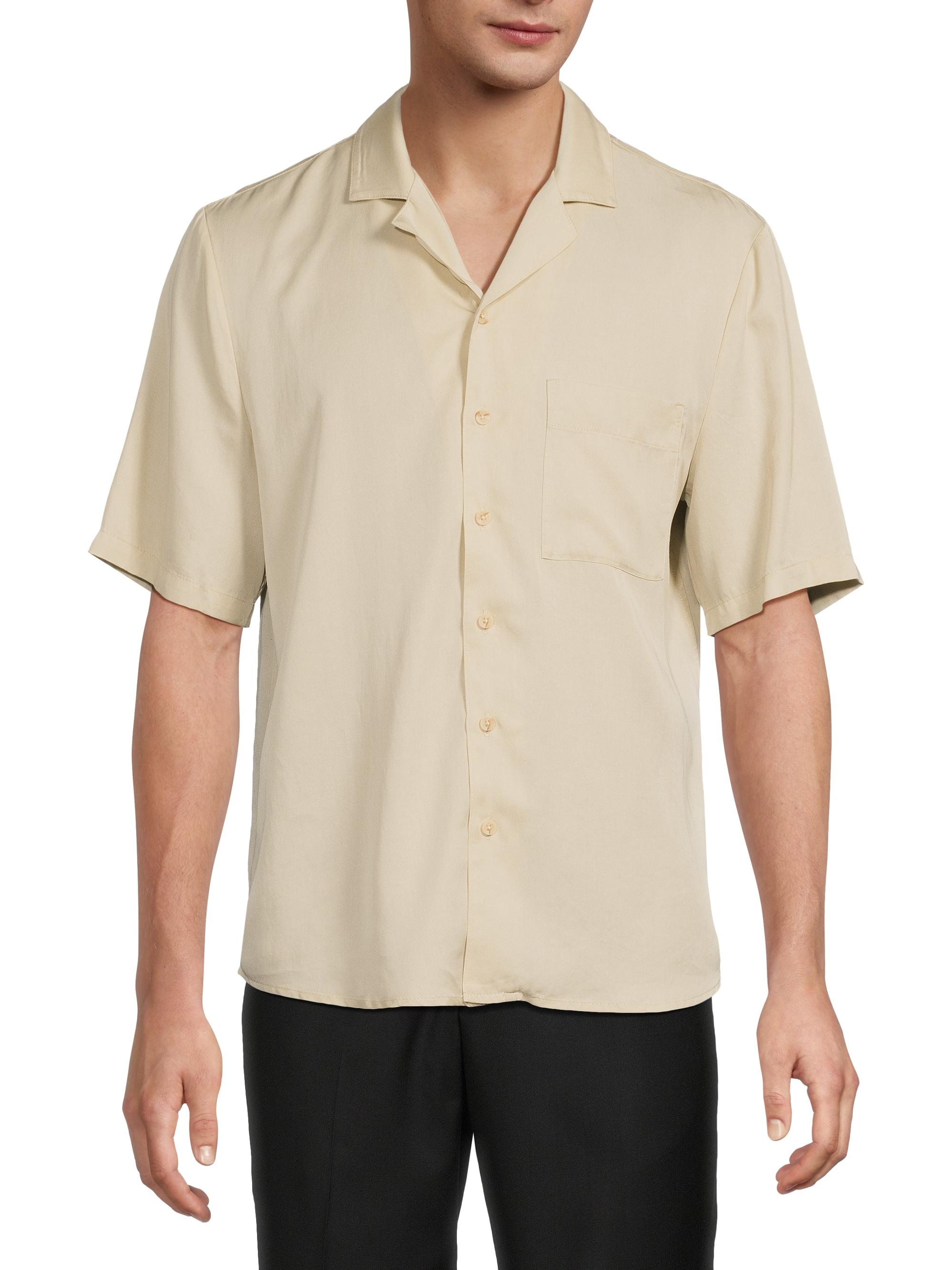 Click here for Onia Mens Patch Pocket Camp Shirt - Stone - Size S prices