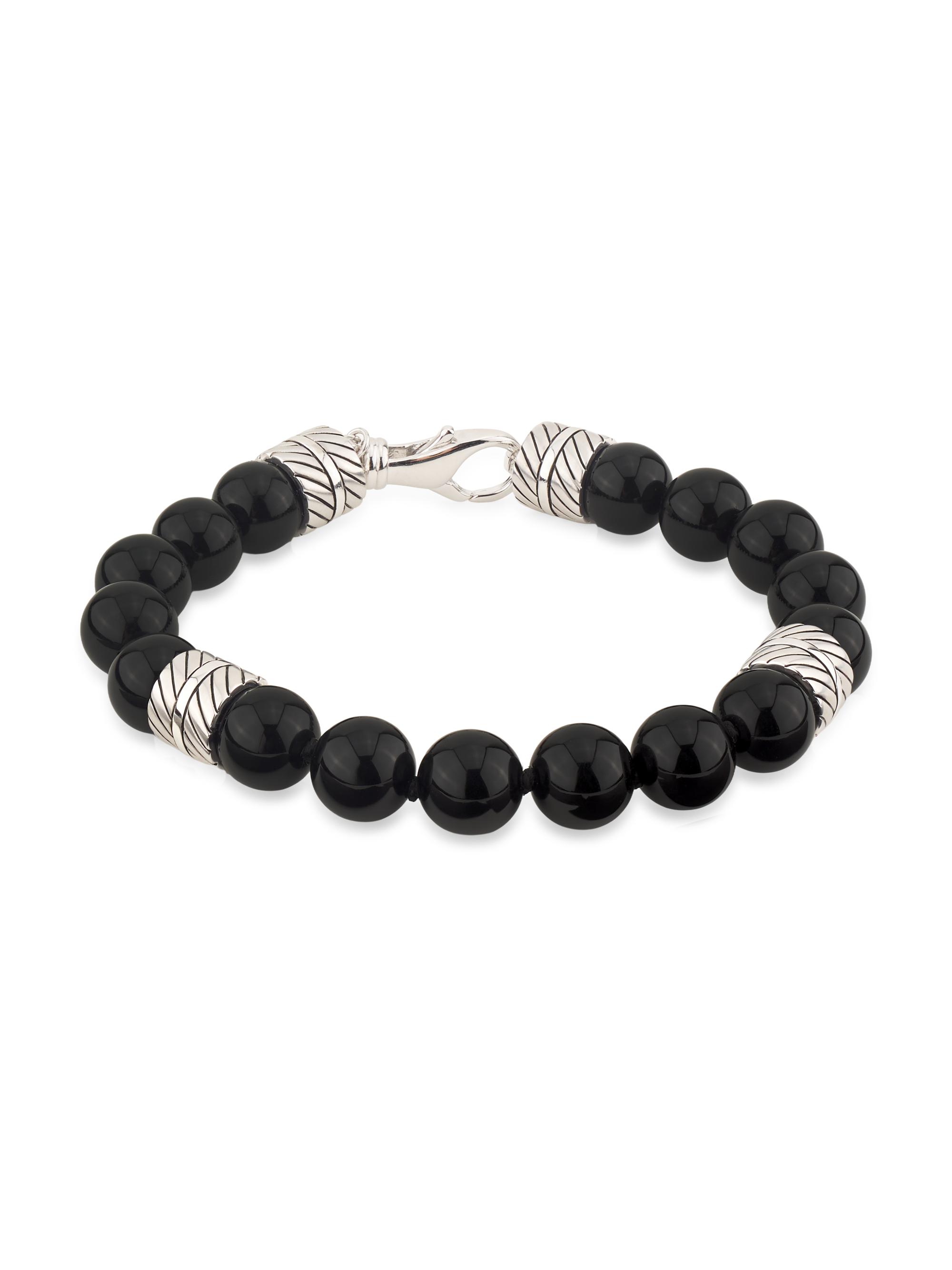Click here for Effy Mens Sterling Silver & Onyx Bracelet - Sterli... prices