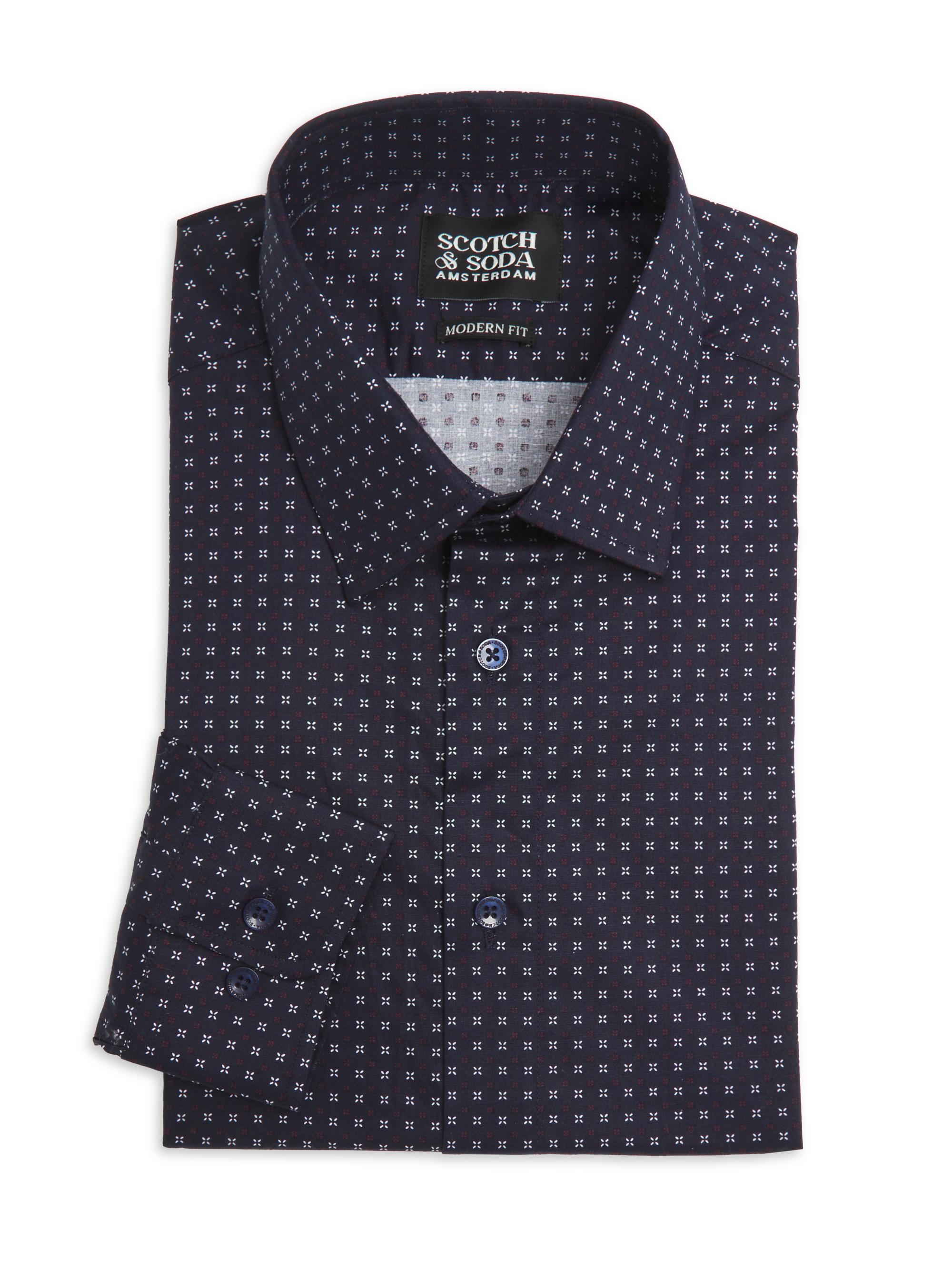 Click here for Scotch & Soda Mens Micro Ditsy Stretch Cotton Cont... prices