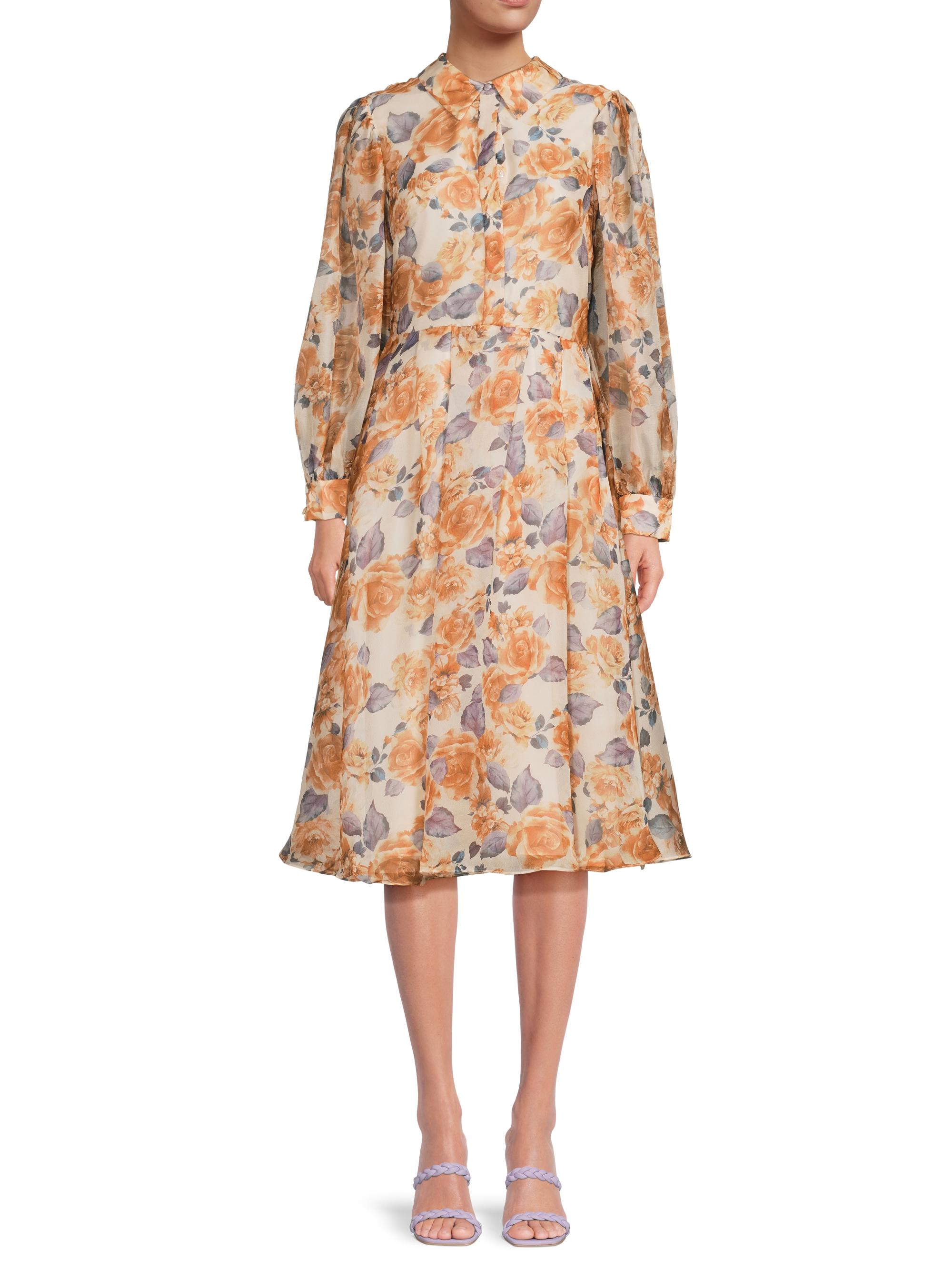 Click here for Mikael Aghal Womens Floral Midi-Dress - Butterscot... prices