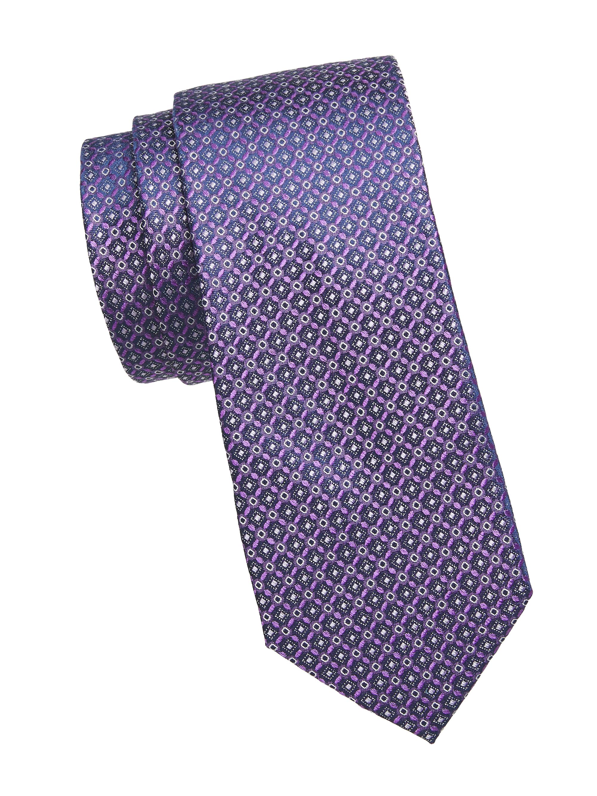 Click here for Saks Fifth Avenue Mens Printed Silk Tie - Navy Pur... prices