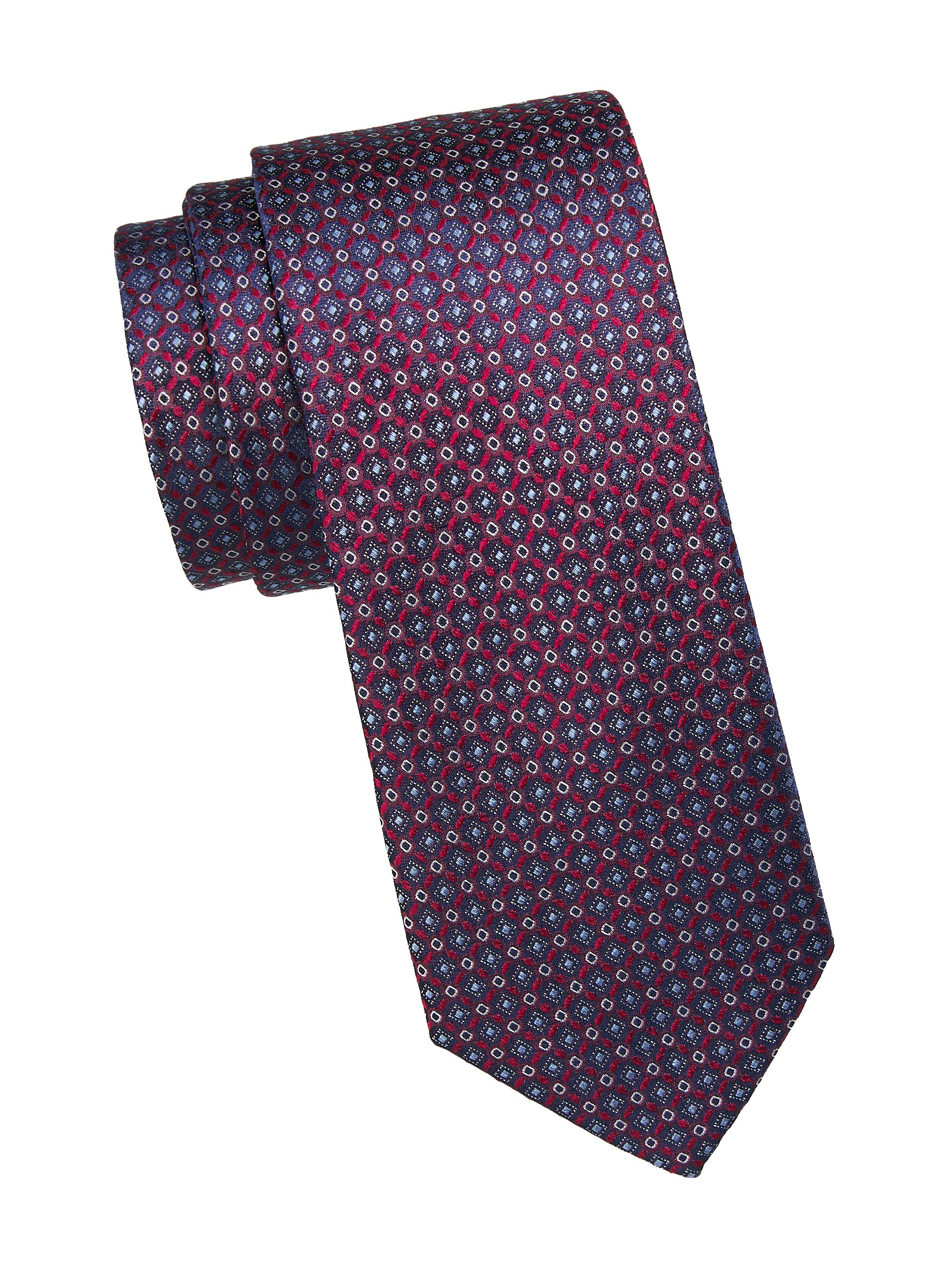Click here for Saks Fifth Avenue Mens Printed Silk Tie - Navy Red prices