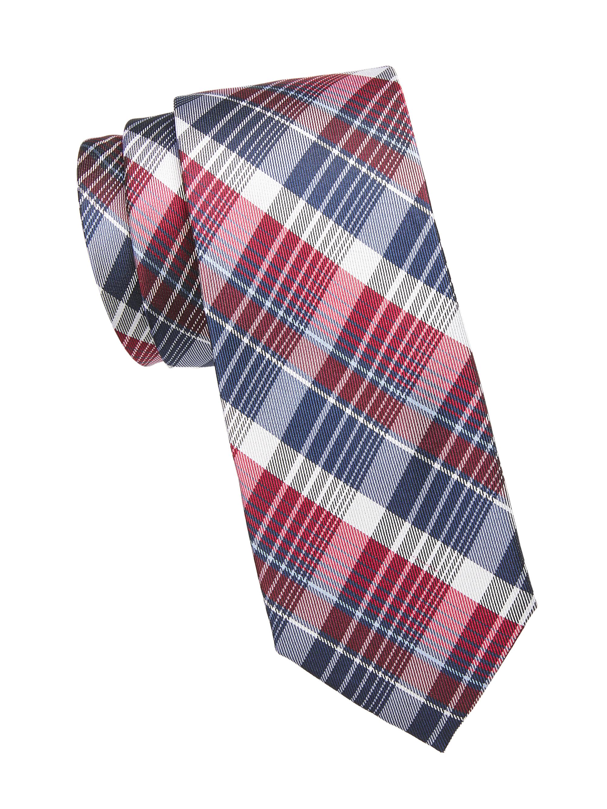 Click here for Ben Sherman Mens Plaid Silk Tie - Navy Red prices
