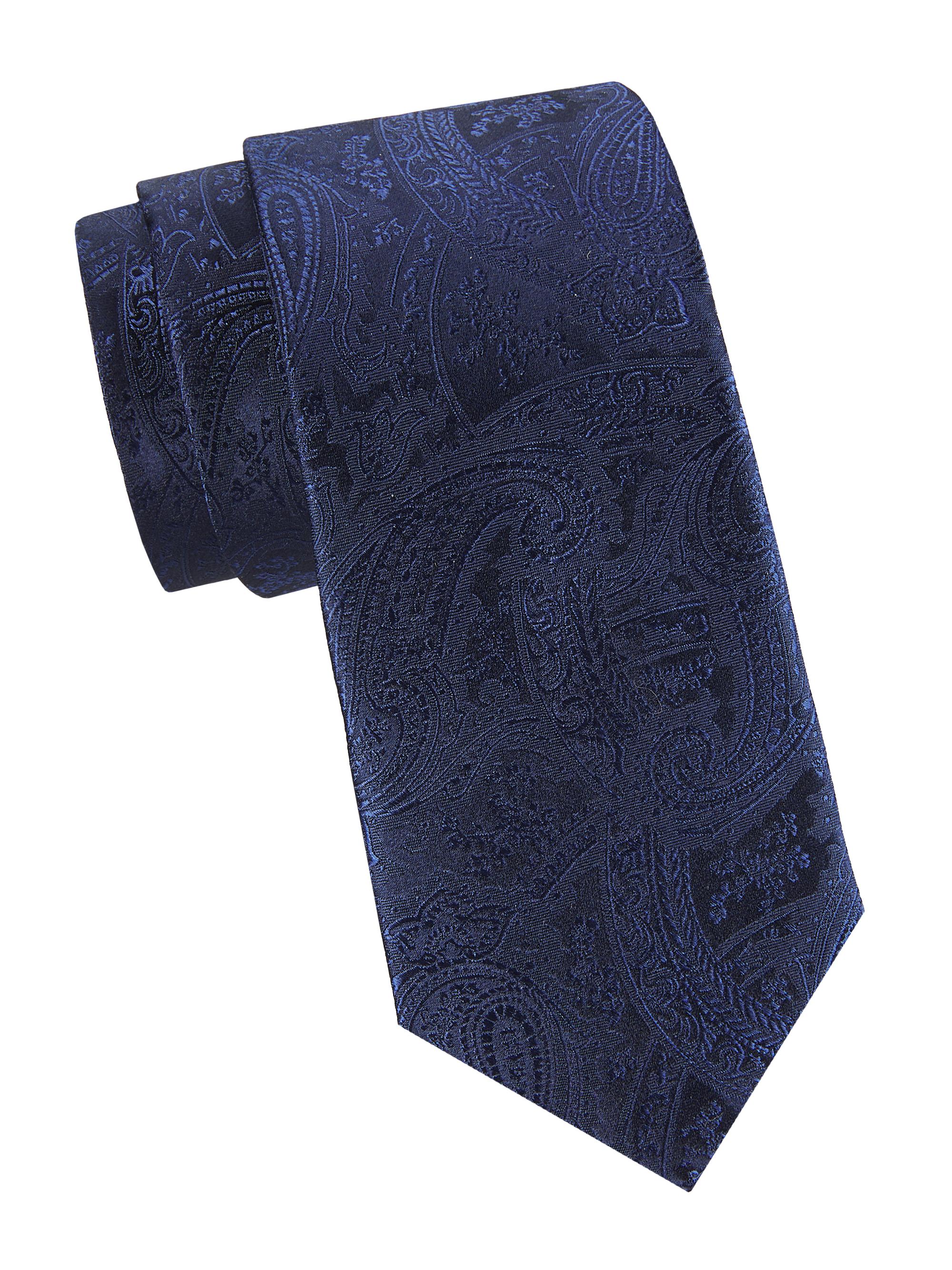 Click here for Robert Graham Mens Paisley Textured Silk Tie - Nav... prices