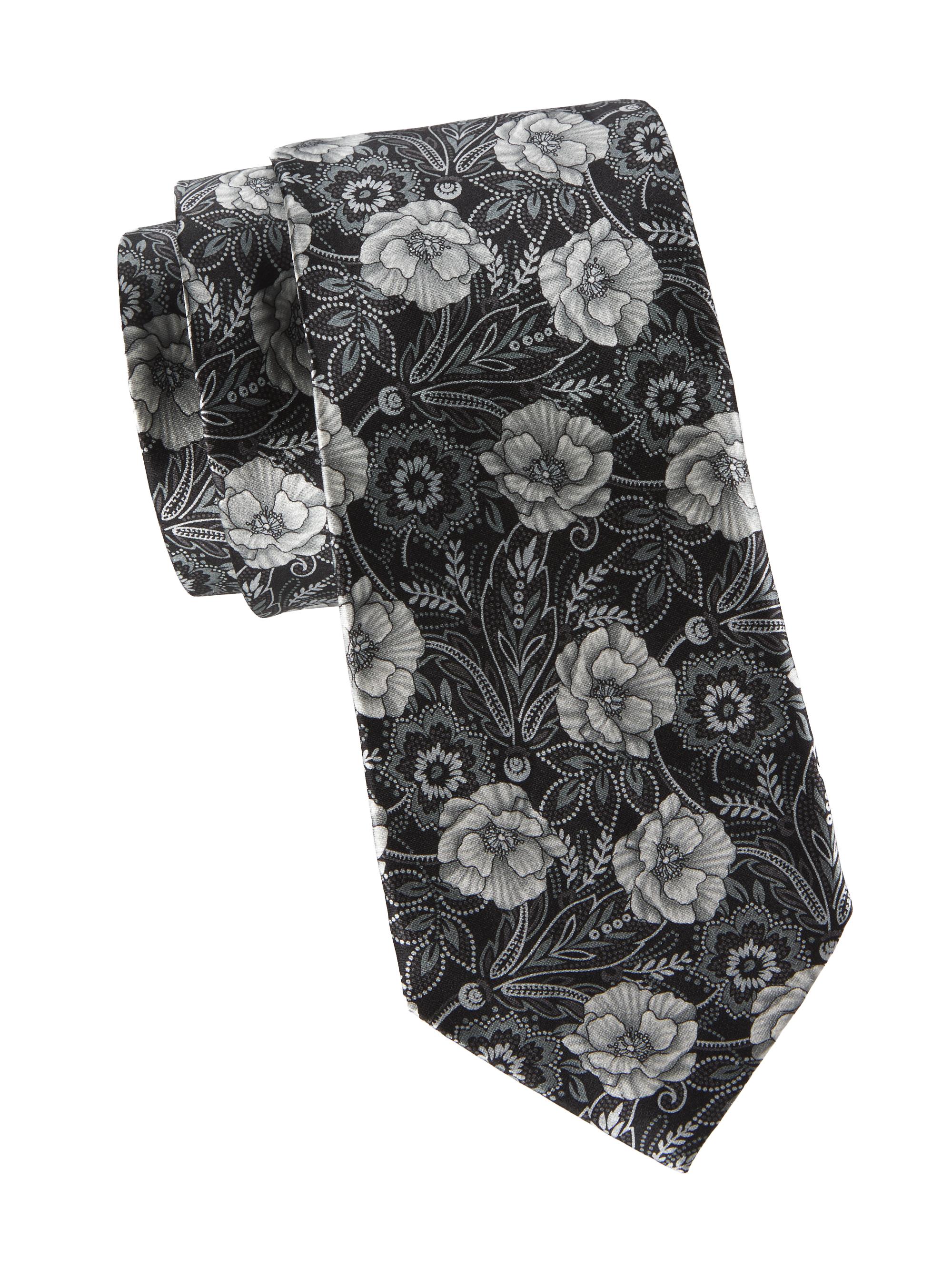 Click here for Robert Graham Mens Floral Silk Tie - Black Silver prices