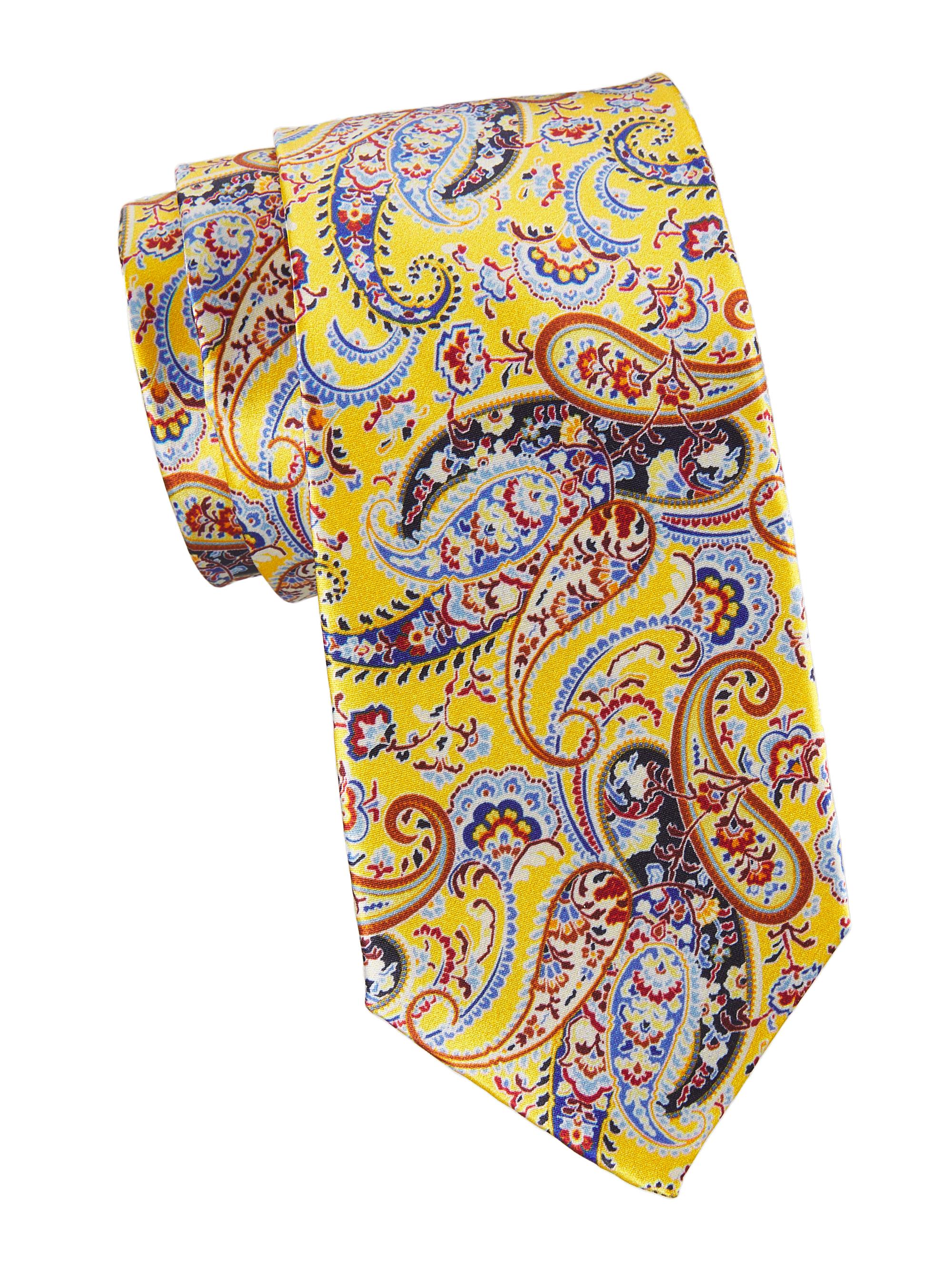 Click here for Robert Graham Mens Paisley Print Silk Tie - Gold M... prices