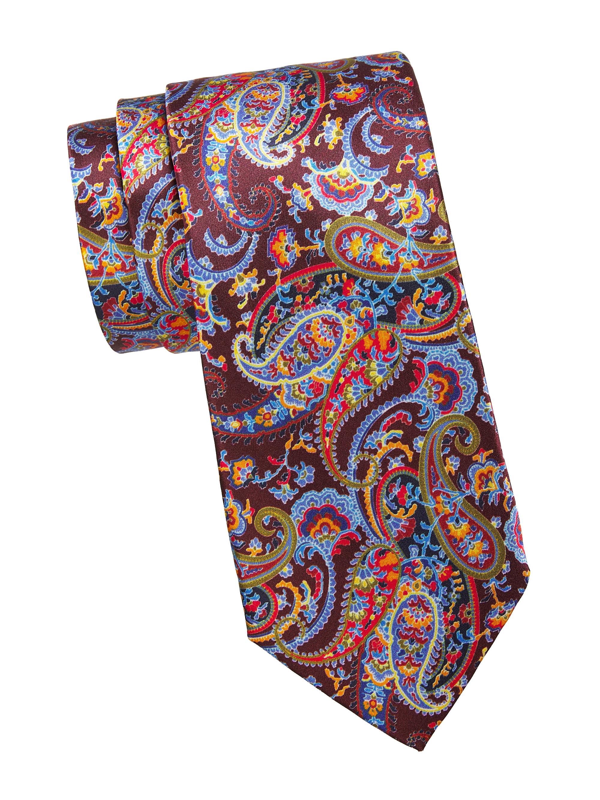 Click here for Robert Graham Mens Paisley Print Silk Tie - Red Mu... prices