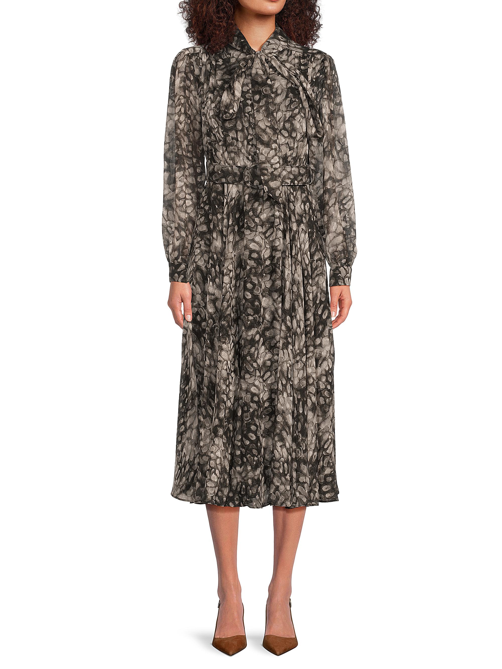 Click here for Mikael Aghal Womens Bow-Tie Midi-Dress - Black Mul... prices