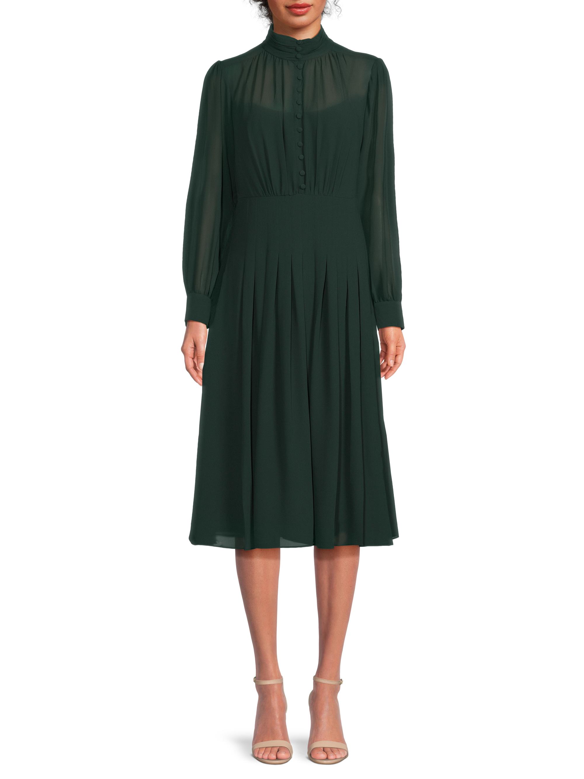 Click here for Mikael Aghal Womens Pleated Chiffon Midi-Dress - H... prices