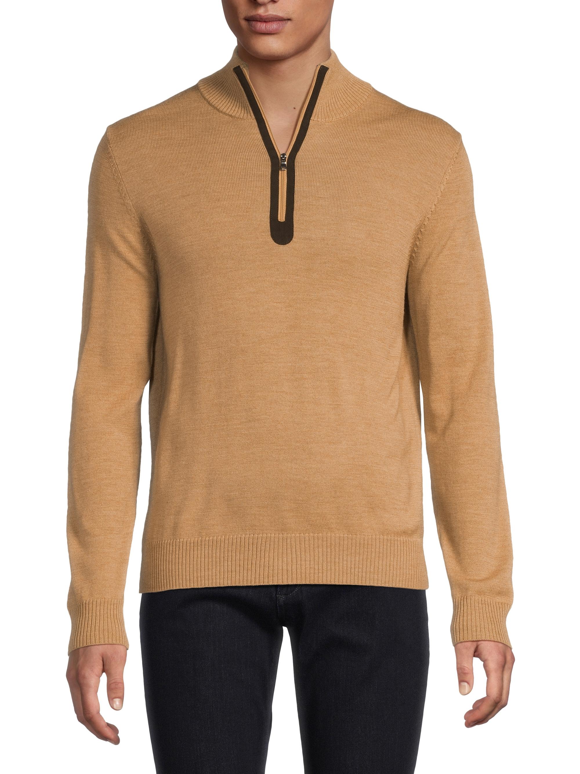 Click here for Bruno Magli Mens Merino Wool Quarter-Zip Mock Turt... prices