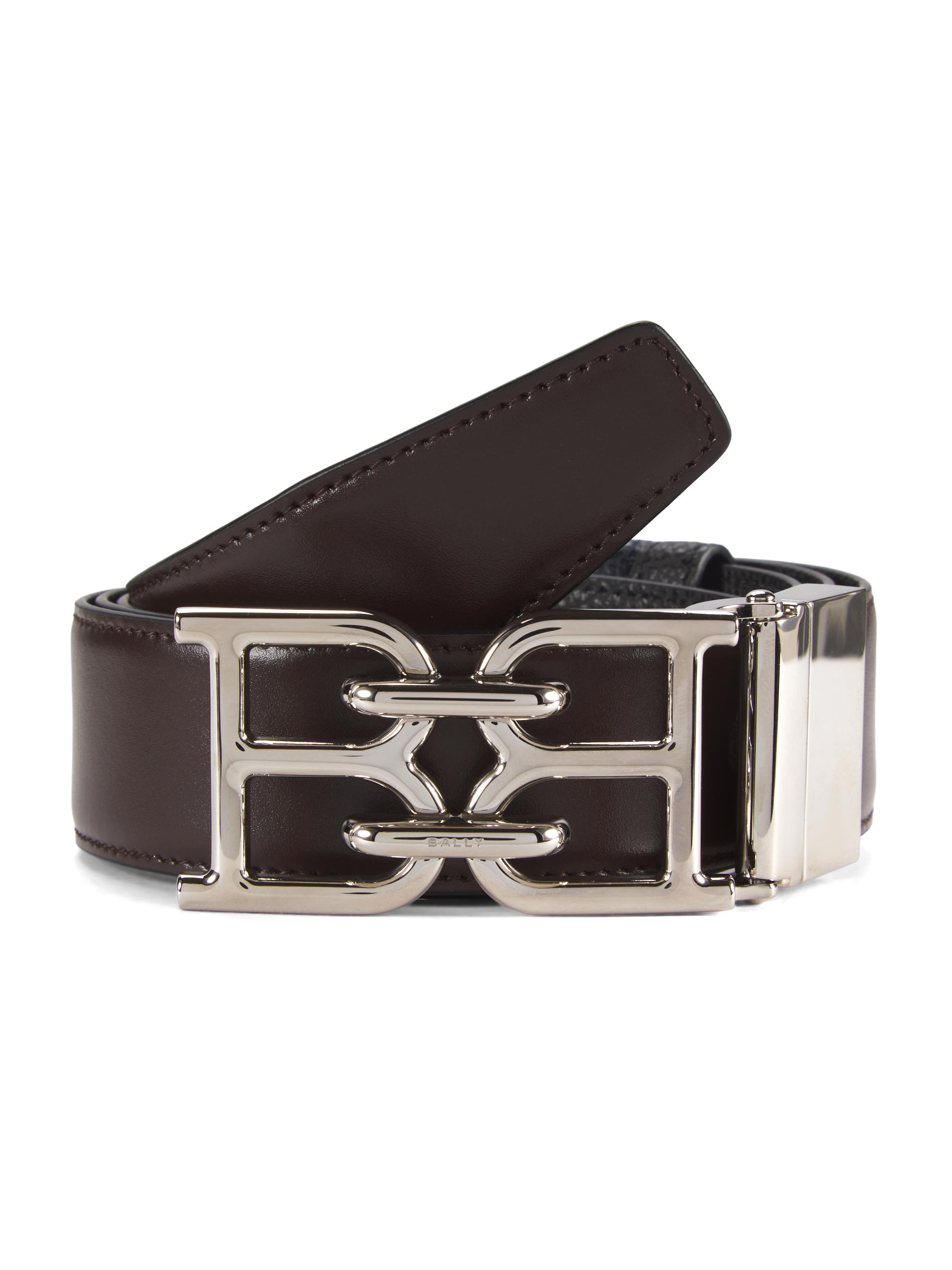 Click here for Bally Mens Logo Buckle Reversible Leather Belt - C... prices
