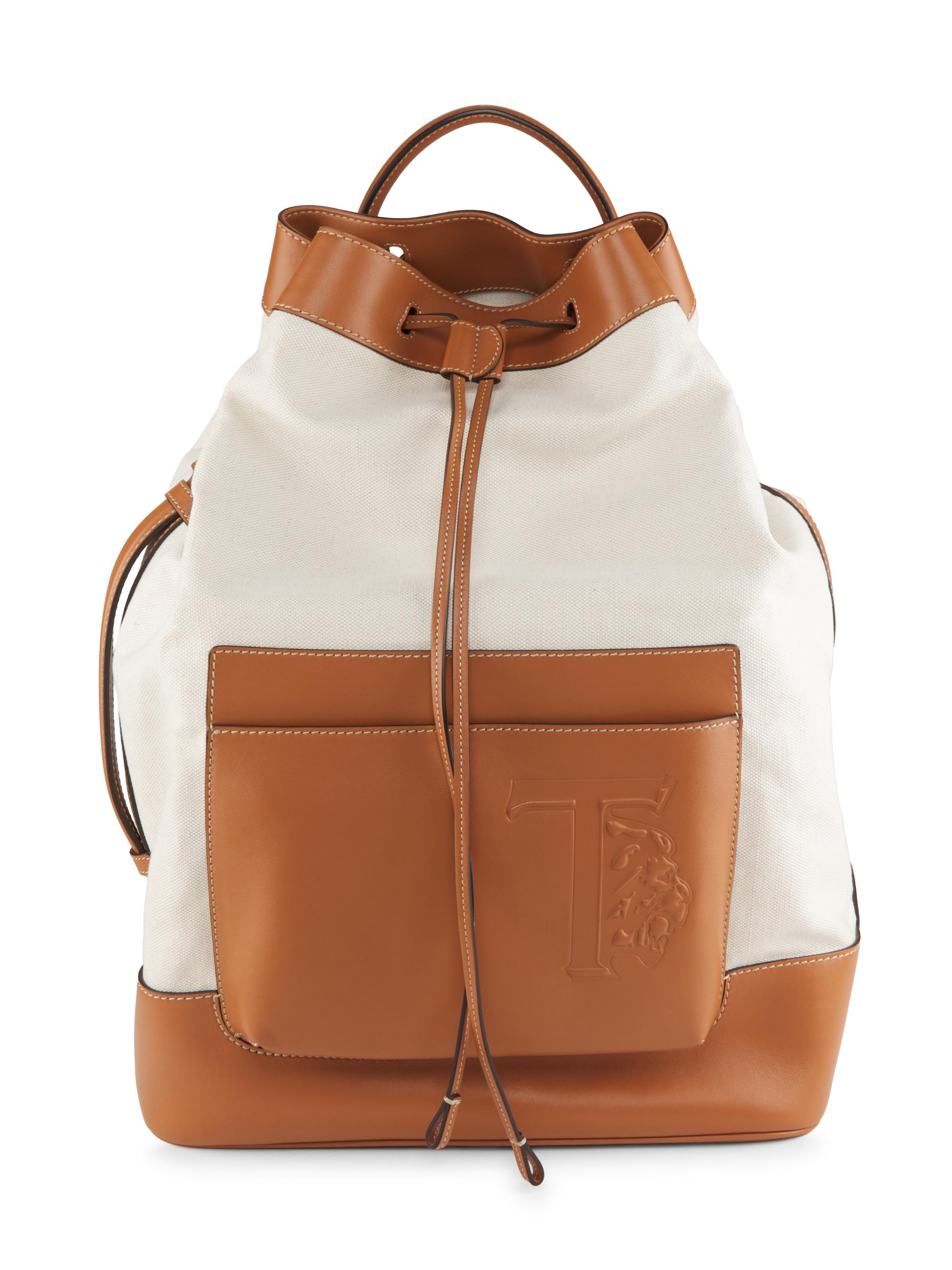 Click here for Tods Mens Colorblocked Leather & Cotton Backpack -... prices