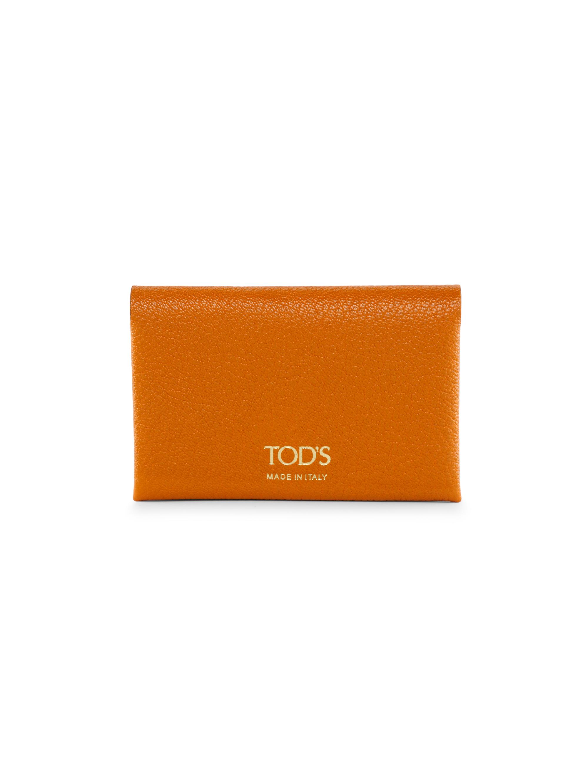 Click here for Tods Mens Logo Textured Leather Card Case - Camel prices
